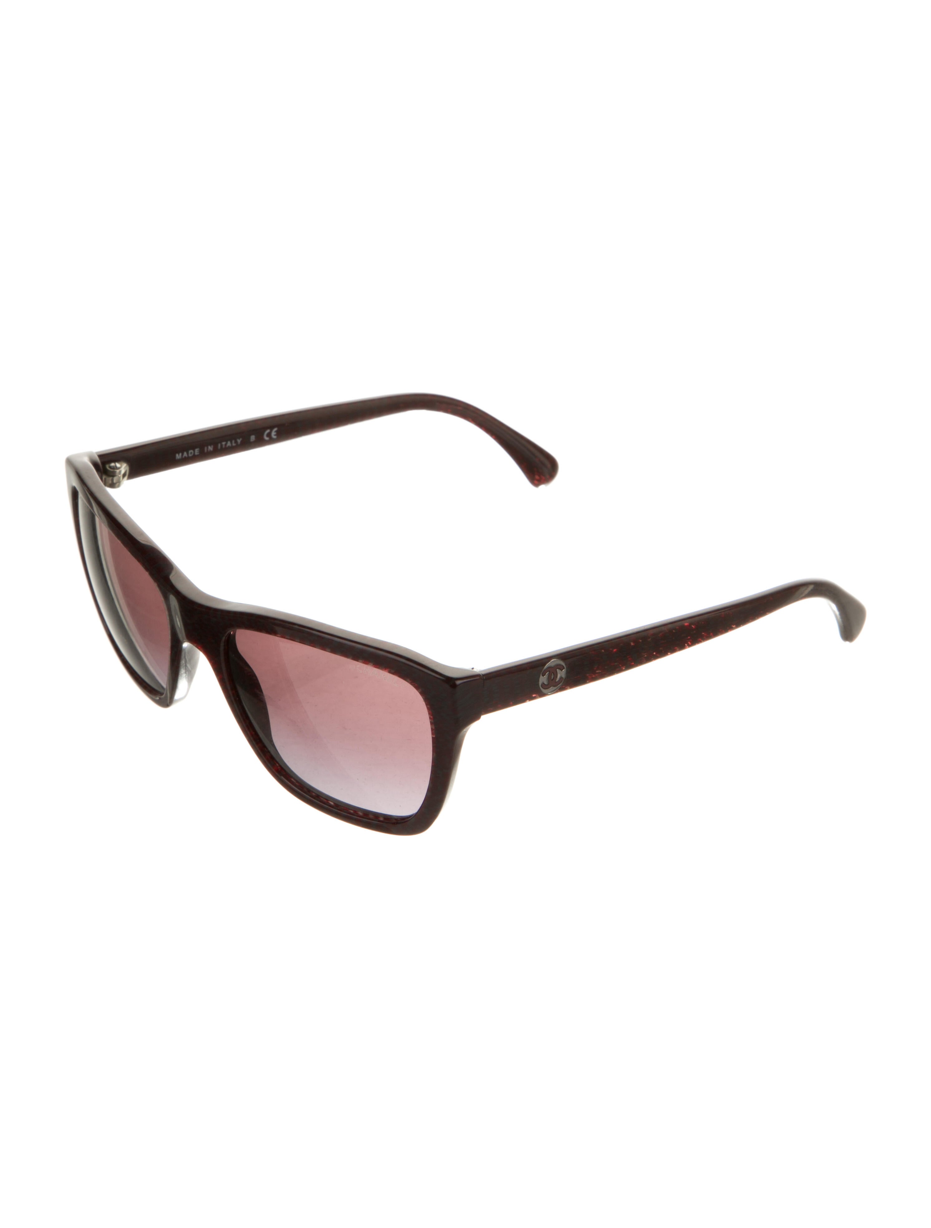 Chanel Interlocking CC Logo Square Sunglasses - Burgundy Sunglasses ...