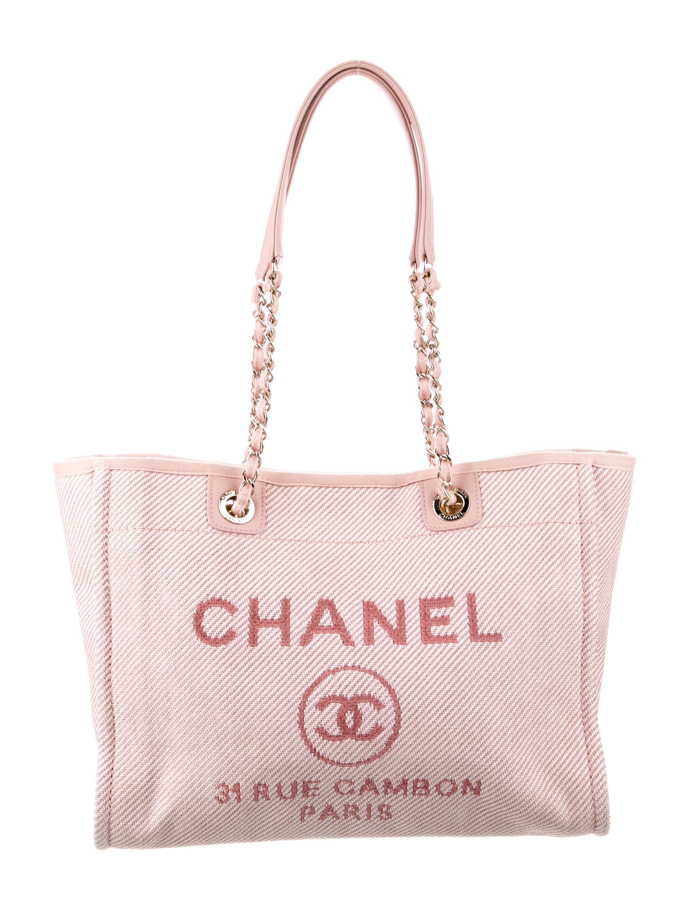 Chanel Large Wool Tweed Giant Logo Shopping Bag - Pink Totes, Handbags ...