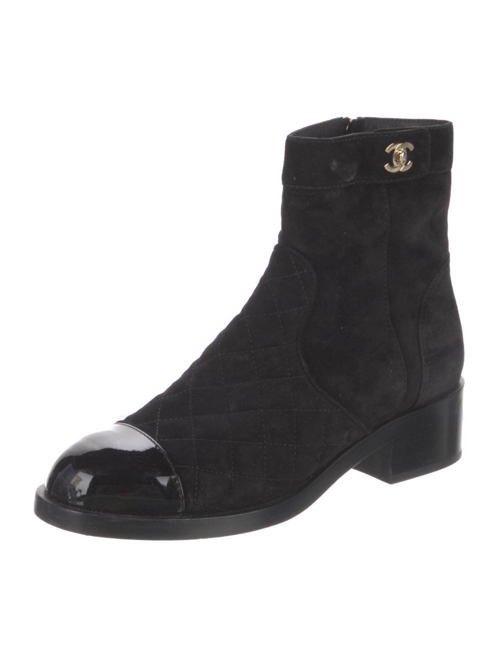 Chanel Interlocking CC Logo Suede Boots - Black Boots, Shoes ...