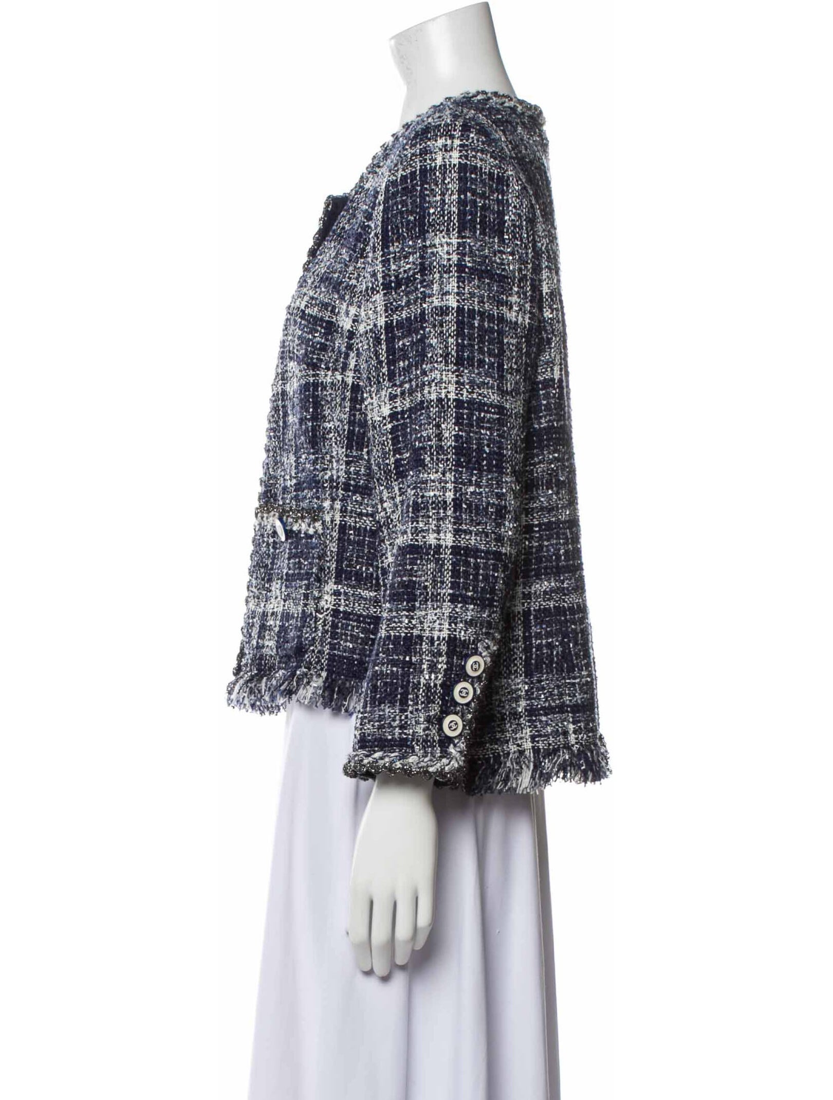 Chanel 2018 Tweed Pattern Evening Jacket - Blue Jackets, Clothing ...