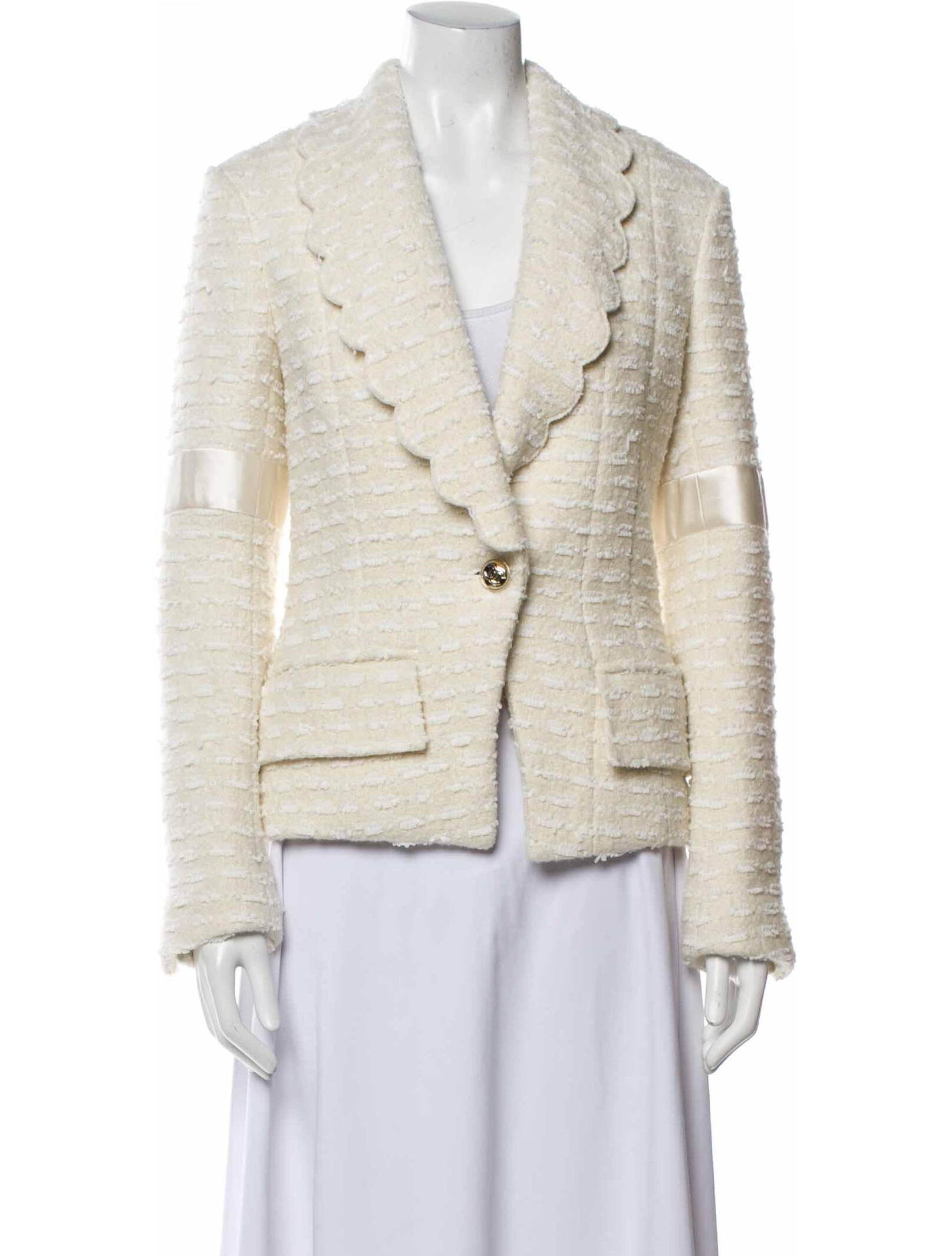 Chanel 2021 Tweed Pattern Evening Jacket - White Jackets, Clothing ...