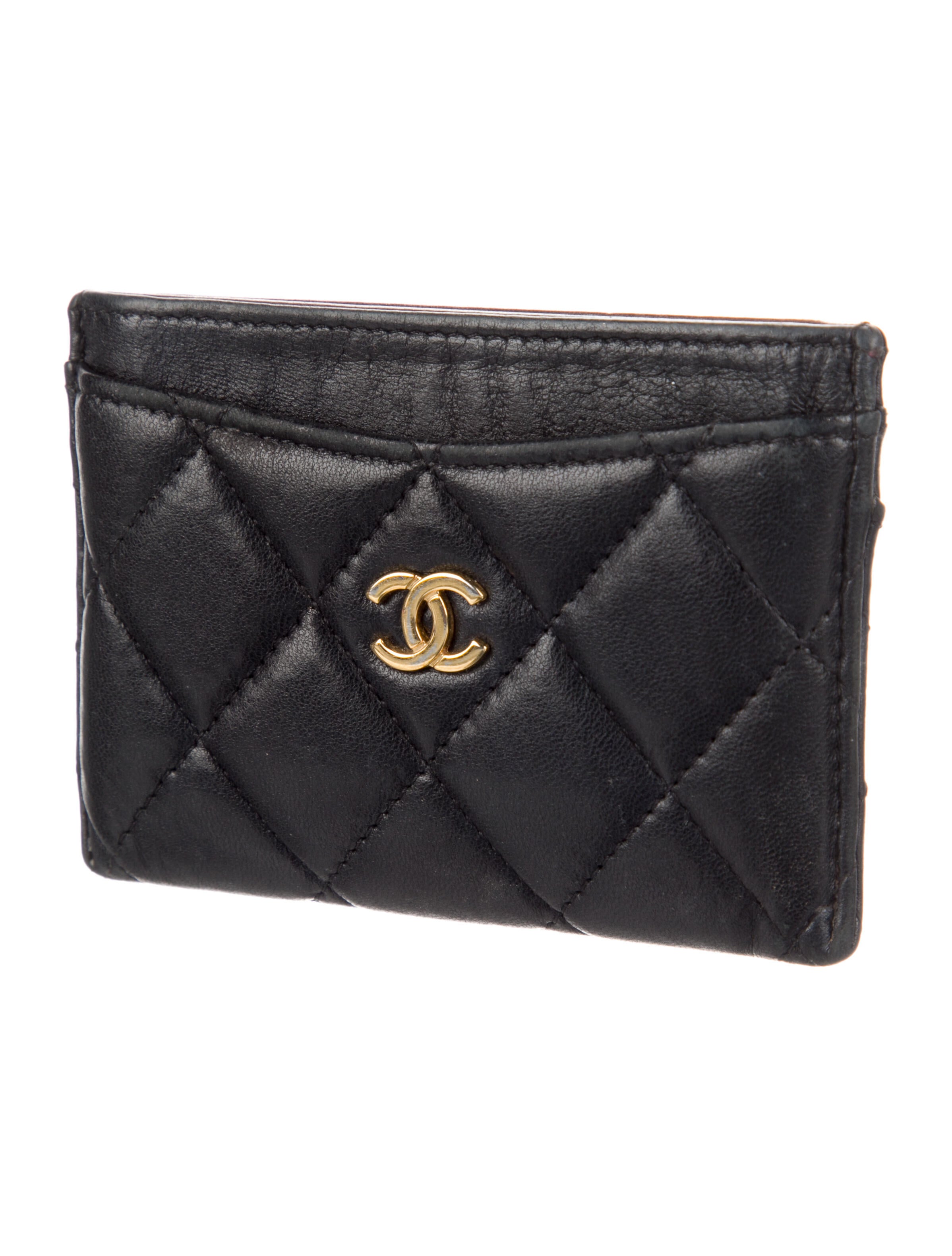 Chanel Interlocking CC Logo Leather Card Holder - Black Wallets ...