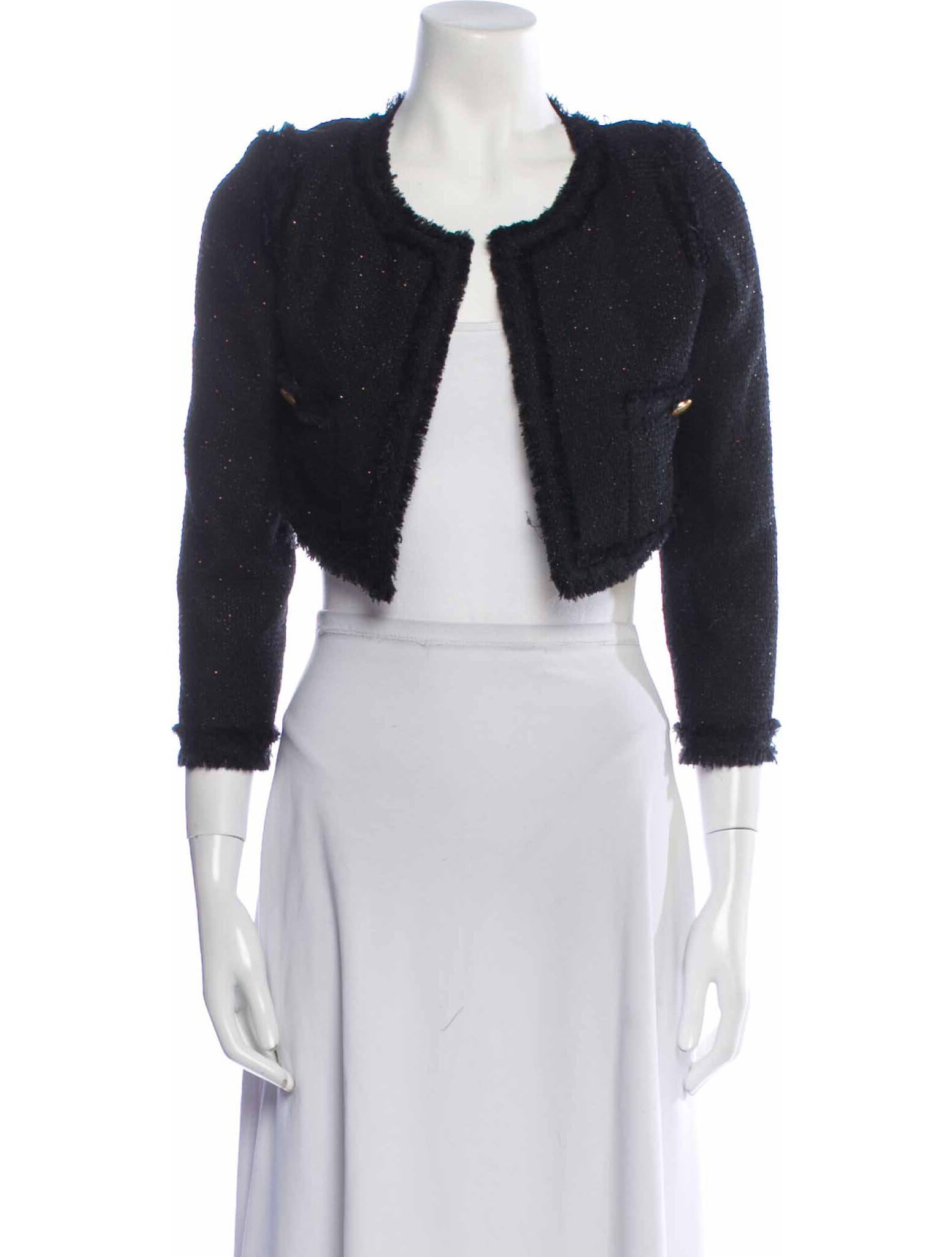 Chanel Chain-Link Wool Jacket w/ Tags - Black Jackets, Clothing ...