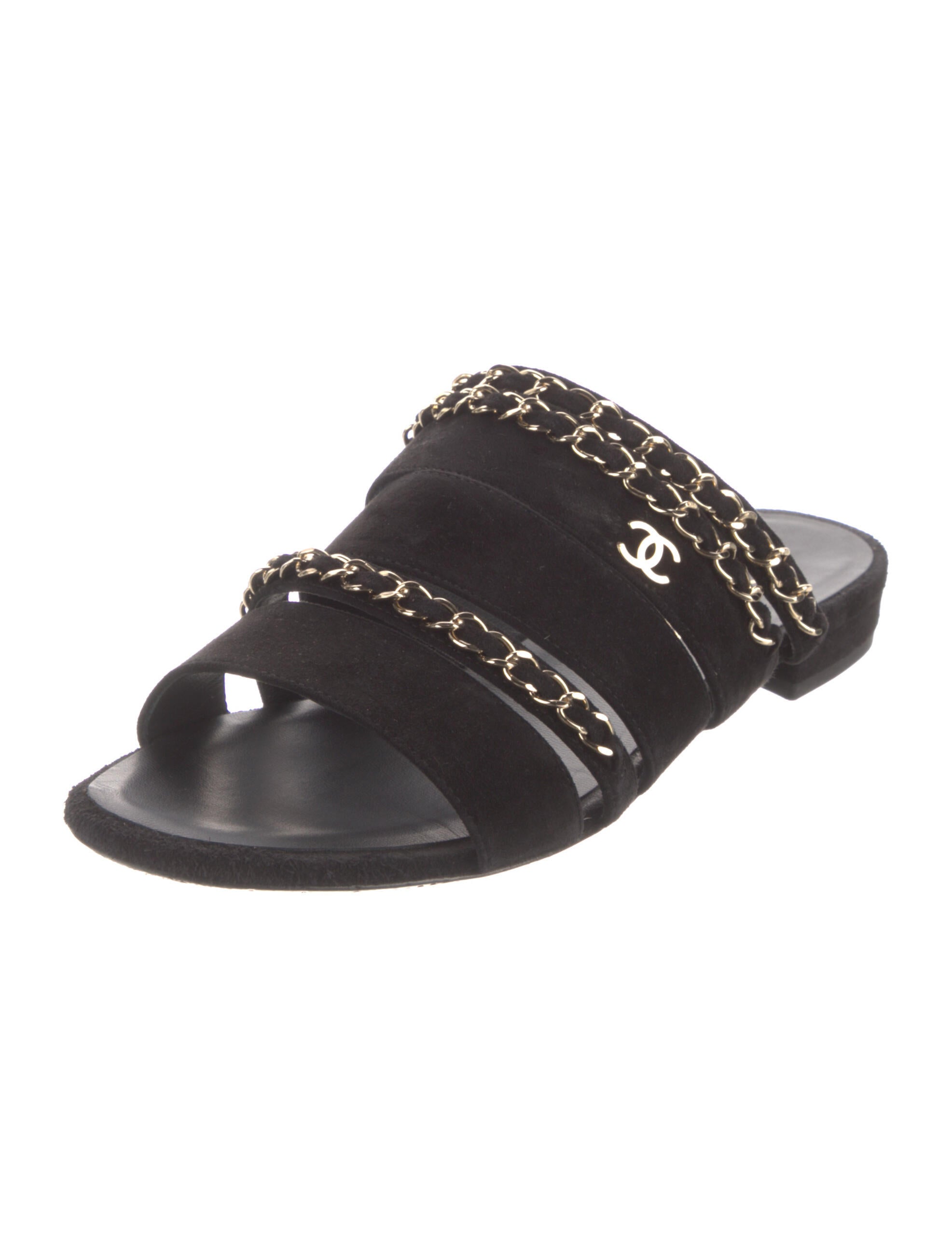 Chanel 2019 Interlocking CC Logo Slides - Black Sandals, Shoes ...