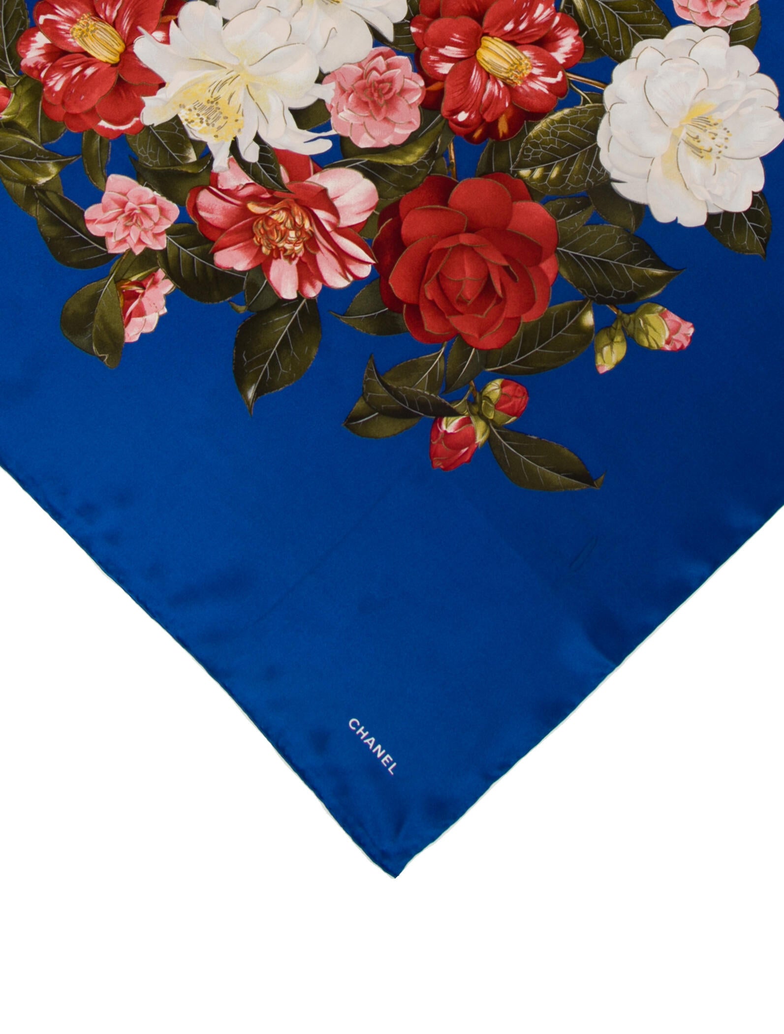 Chanel Camellia Velvet Scarf - Blue Scarves and Shawls, Accessories ...