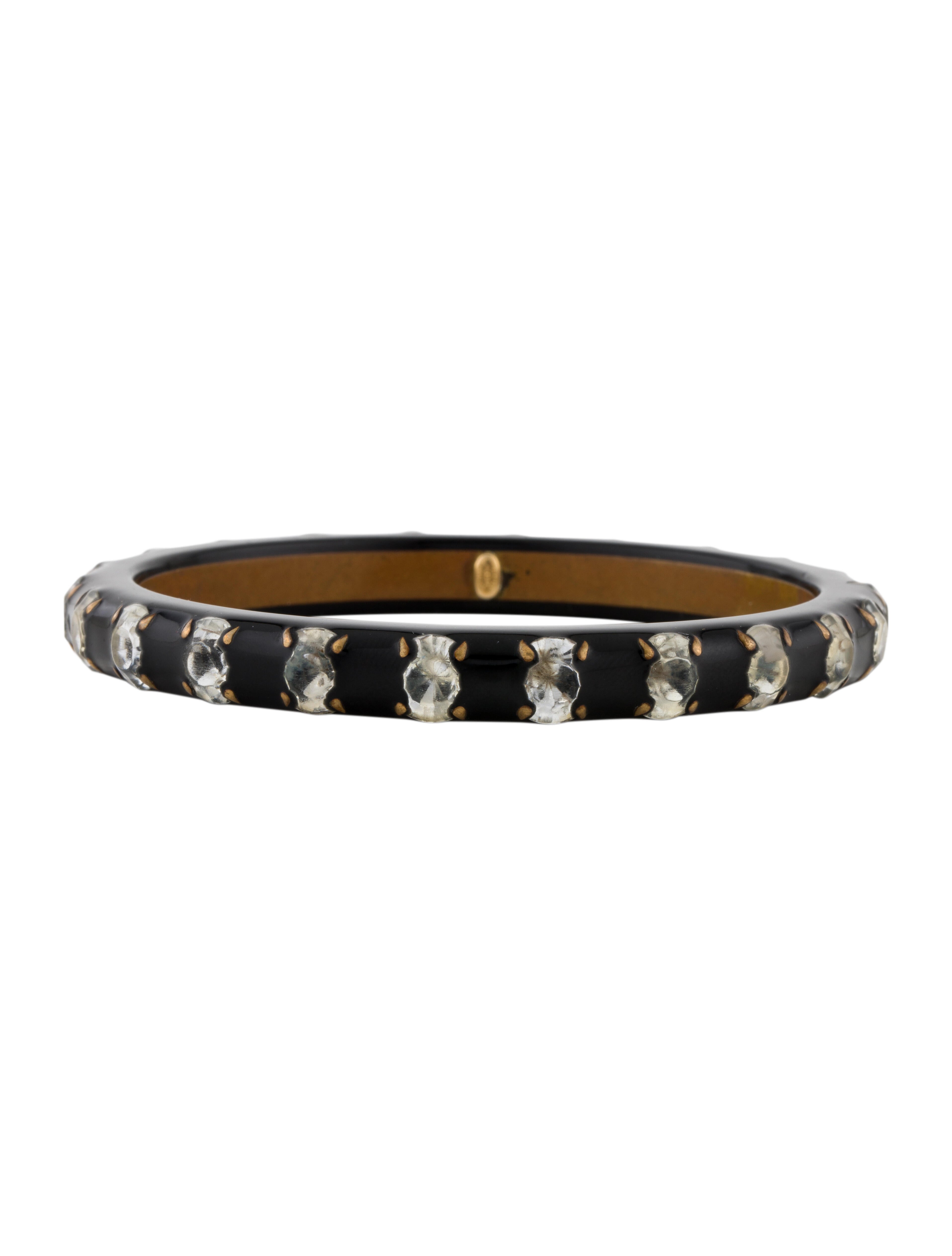 Chanel CC Resin & Lace Floral Hinged Bangle - Gold-Tone Metal Bangle ...