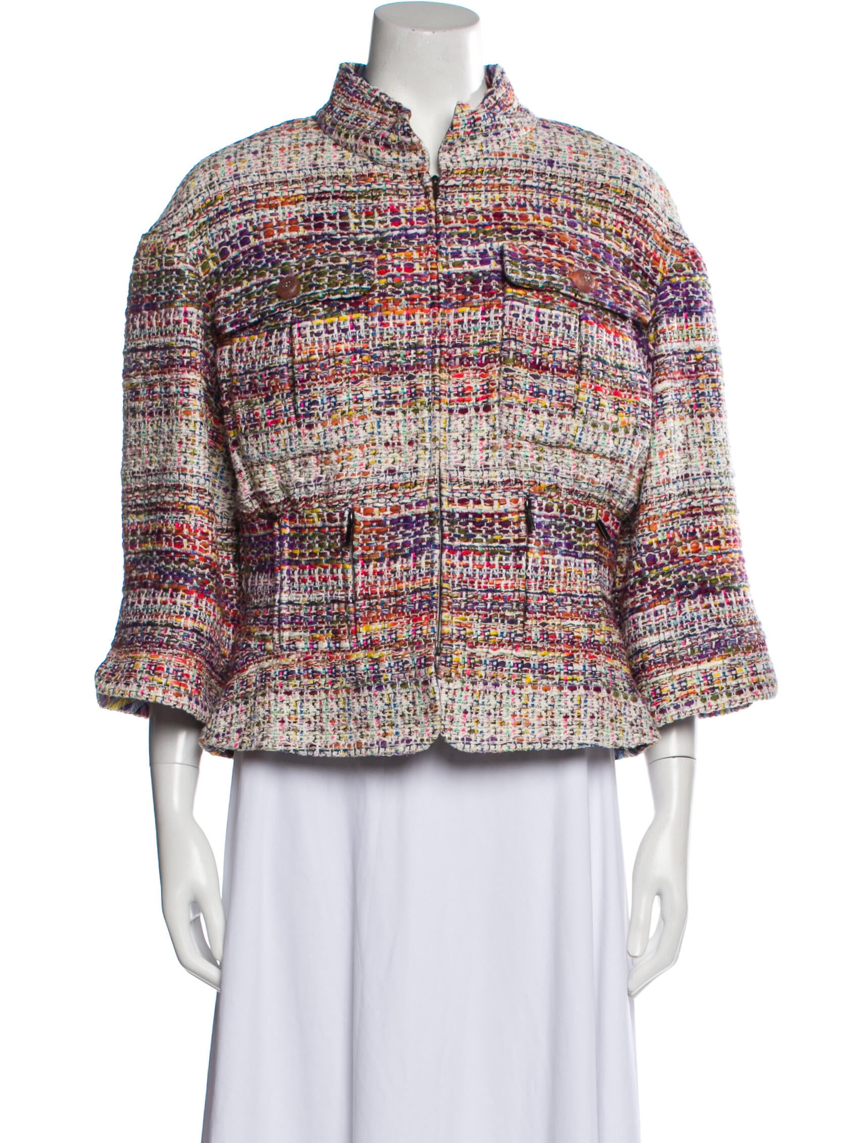 Chanel 2020 Tweed Pattern Evening Jacket - Blue Jackets, Clothing ...