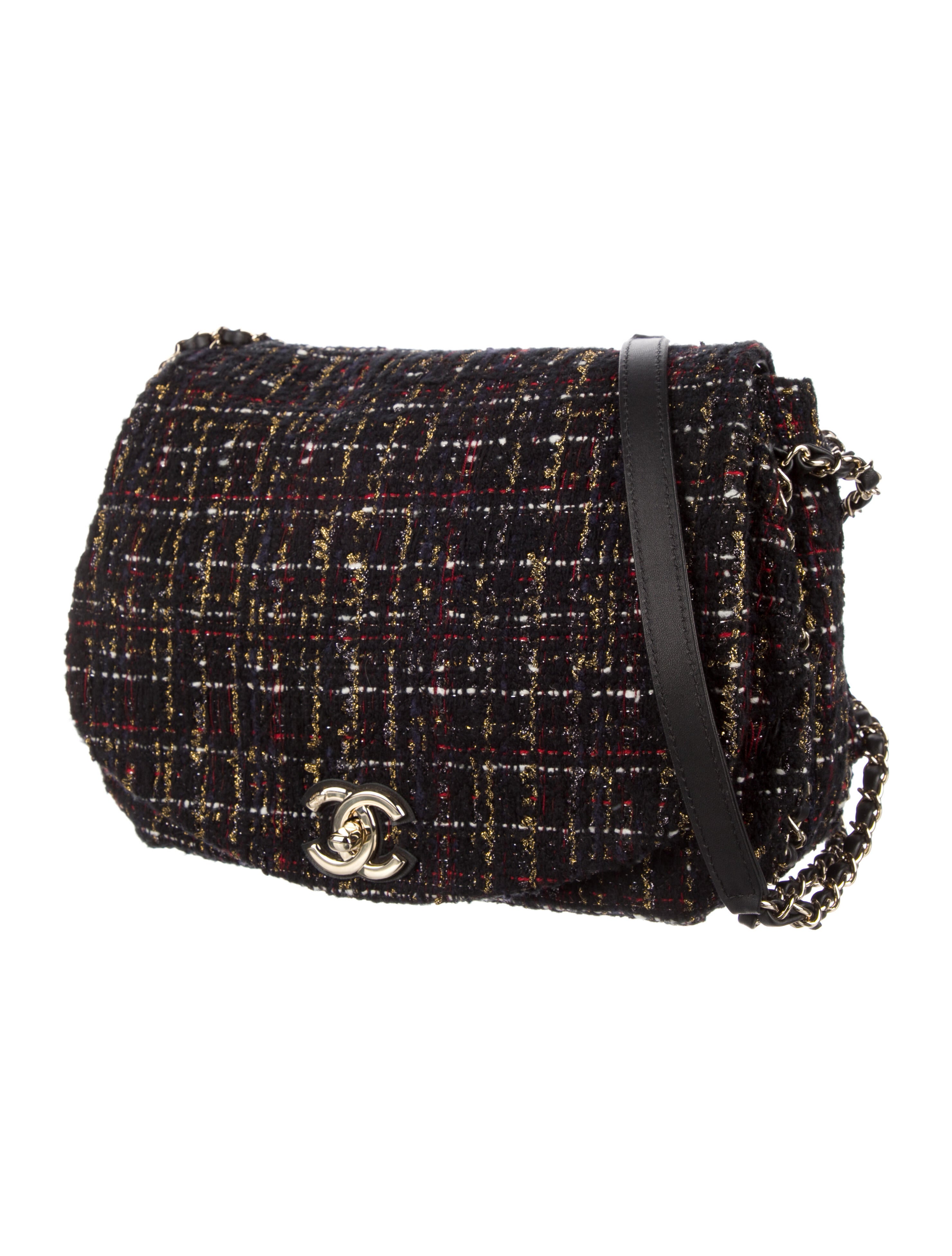 Chanel Tweed Saddle Bag - Black Shoulder Bags, Handbags - CHA842229 ...