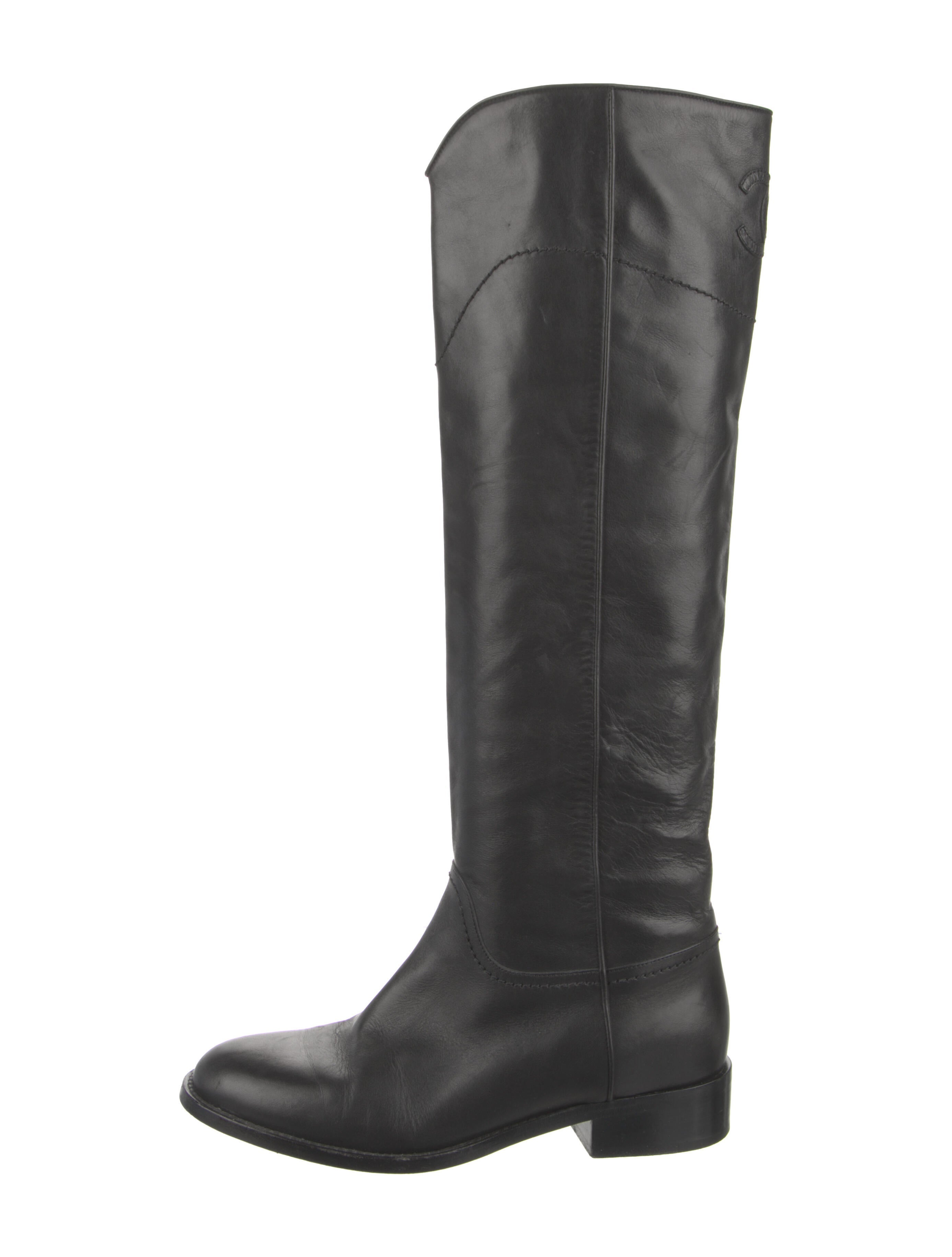 Chanel Riding Interlocking CC Logo Riding Boots - Black Boots, Shoes ...