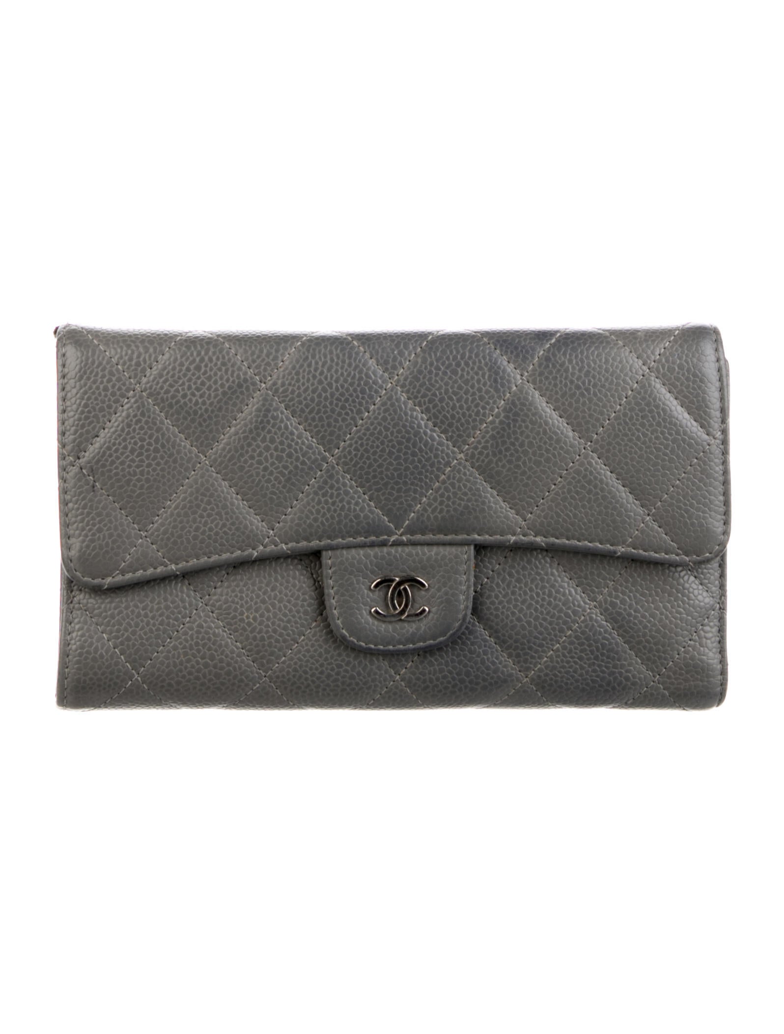 Chanel Vintage Interlocking CC Logo Continental Wallet - Grey Wallets ...