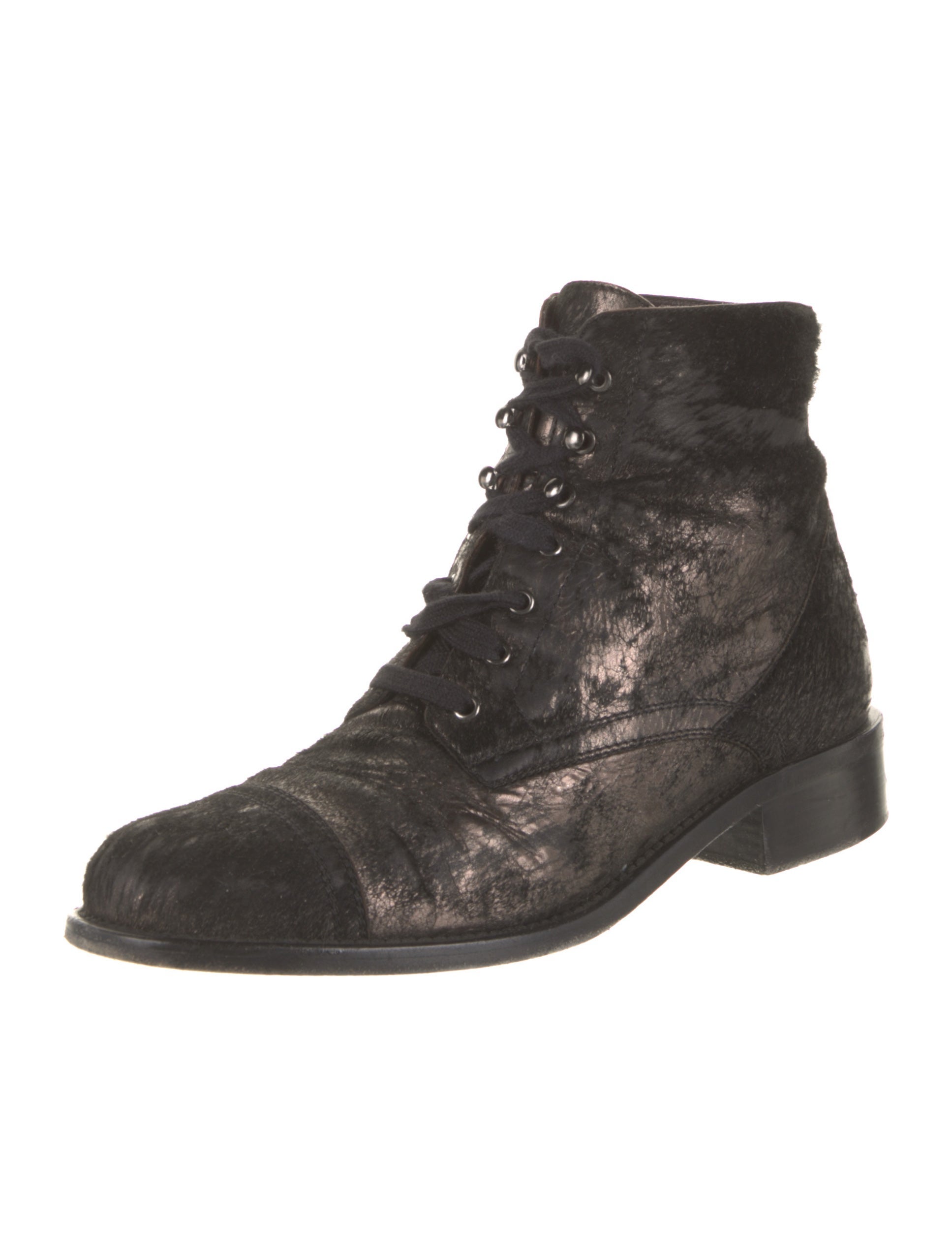Chanel Interlocking CC Logo Suede Combat Boots - Black Boots, Shoes ...