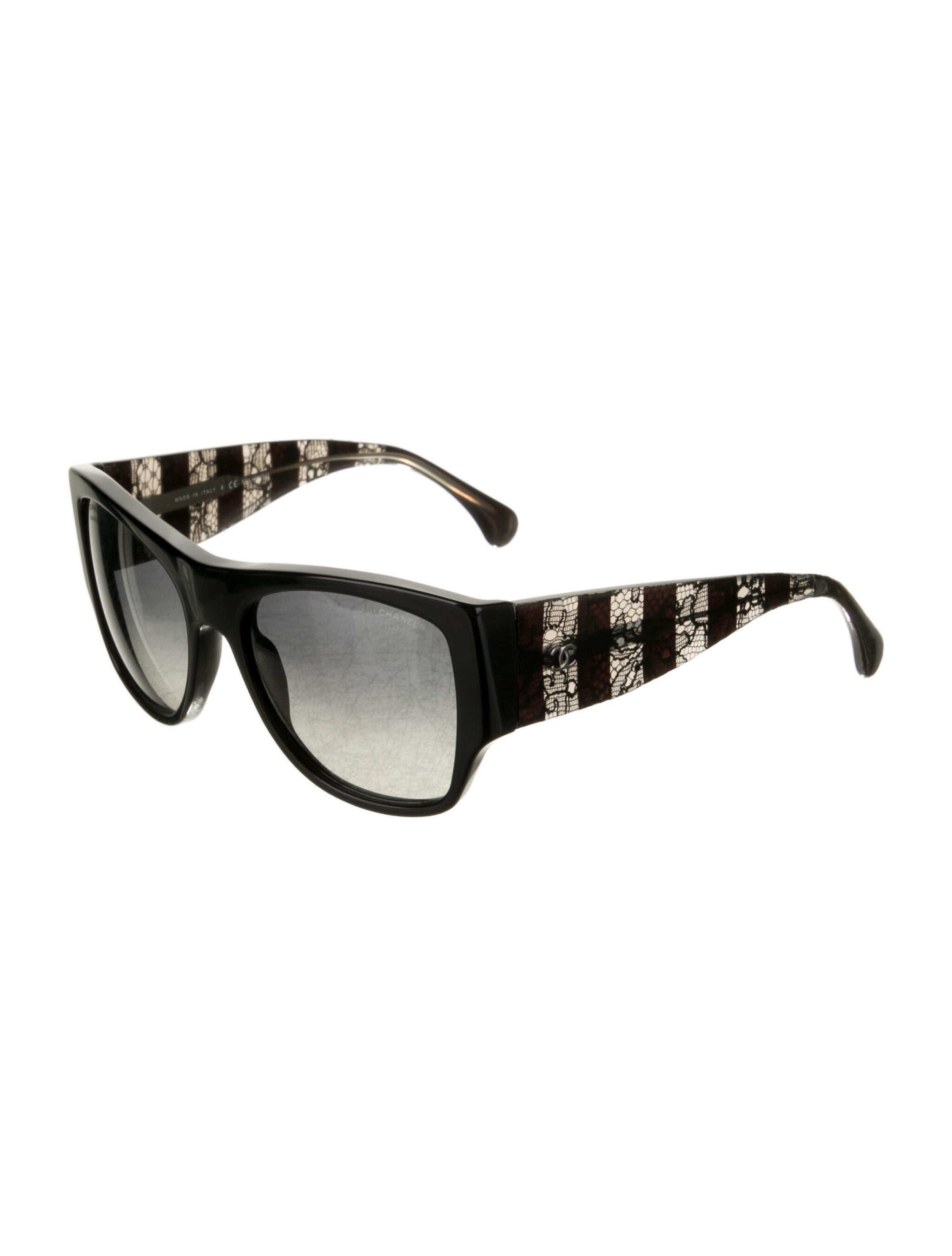 Chanel Interlocking CC Logo Shield Sunglasses - Black Sunglasses ...