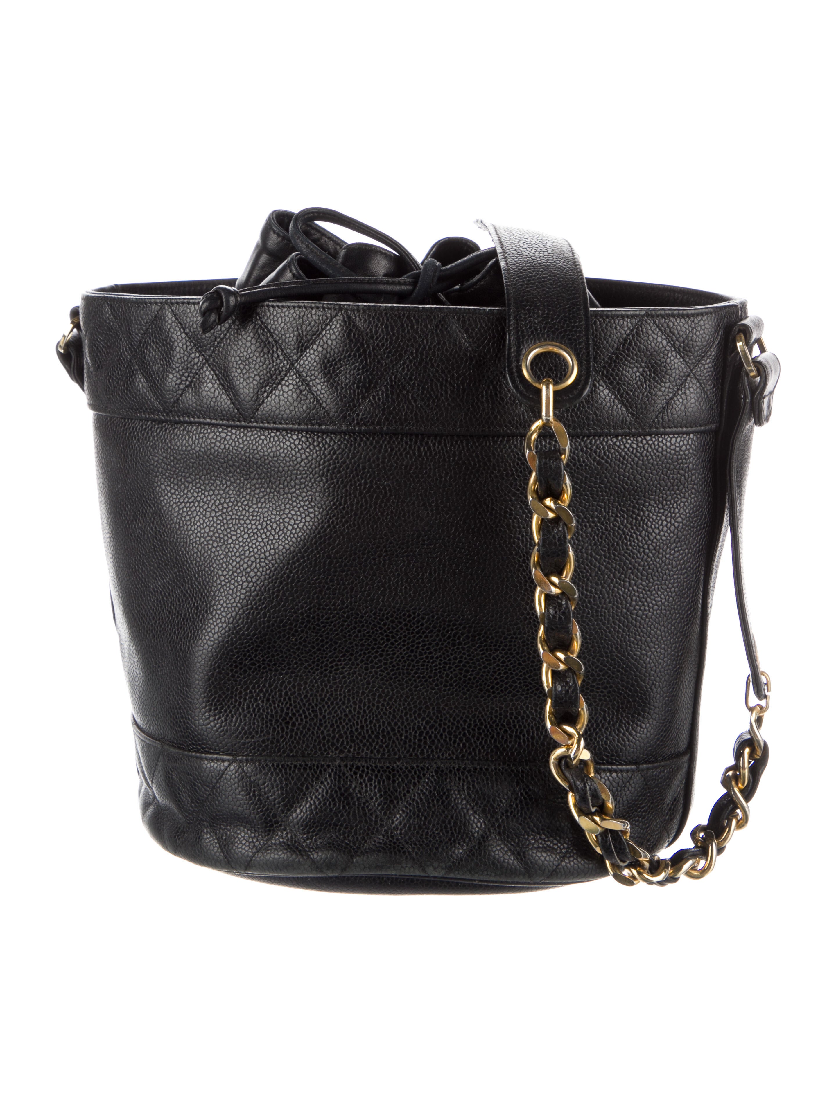 Chanel Vintage Quilted Bucket Bag w/ Pouch - Black Bucket Bags ...