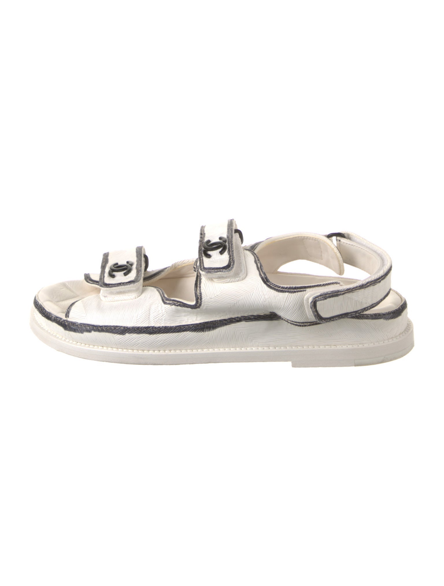 Chanel Interlocking CC Logo Leather Sandals - White Sandals, Shoes ...