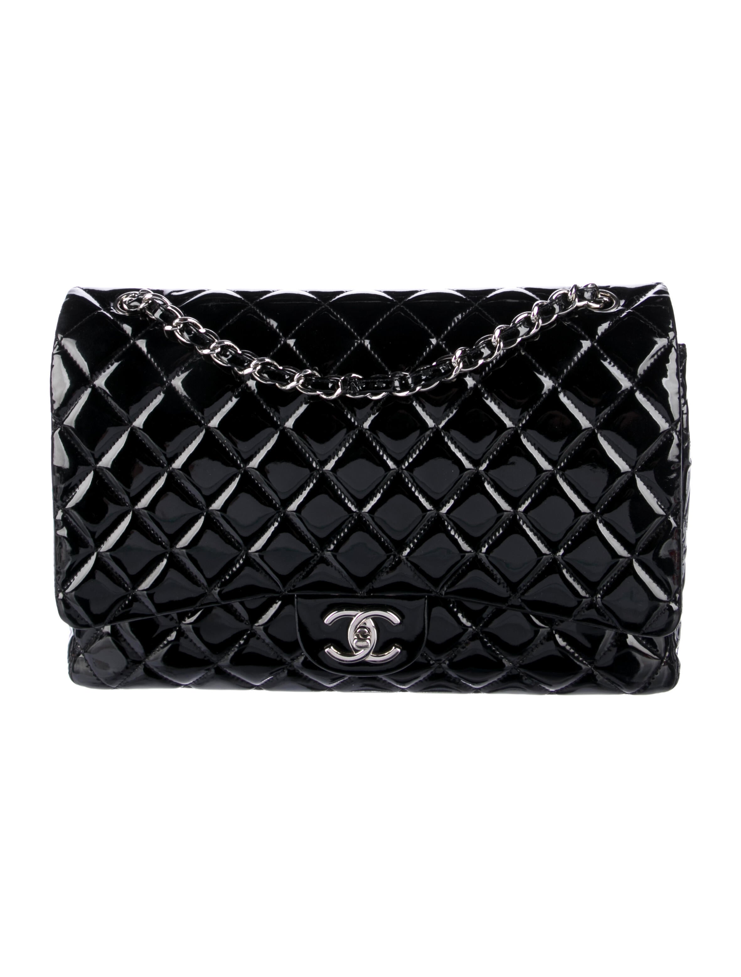 Chanel Classic Patent Maxi Double Flap Bag - Black Shoulder Bags ...