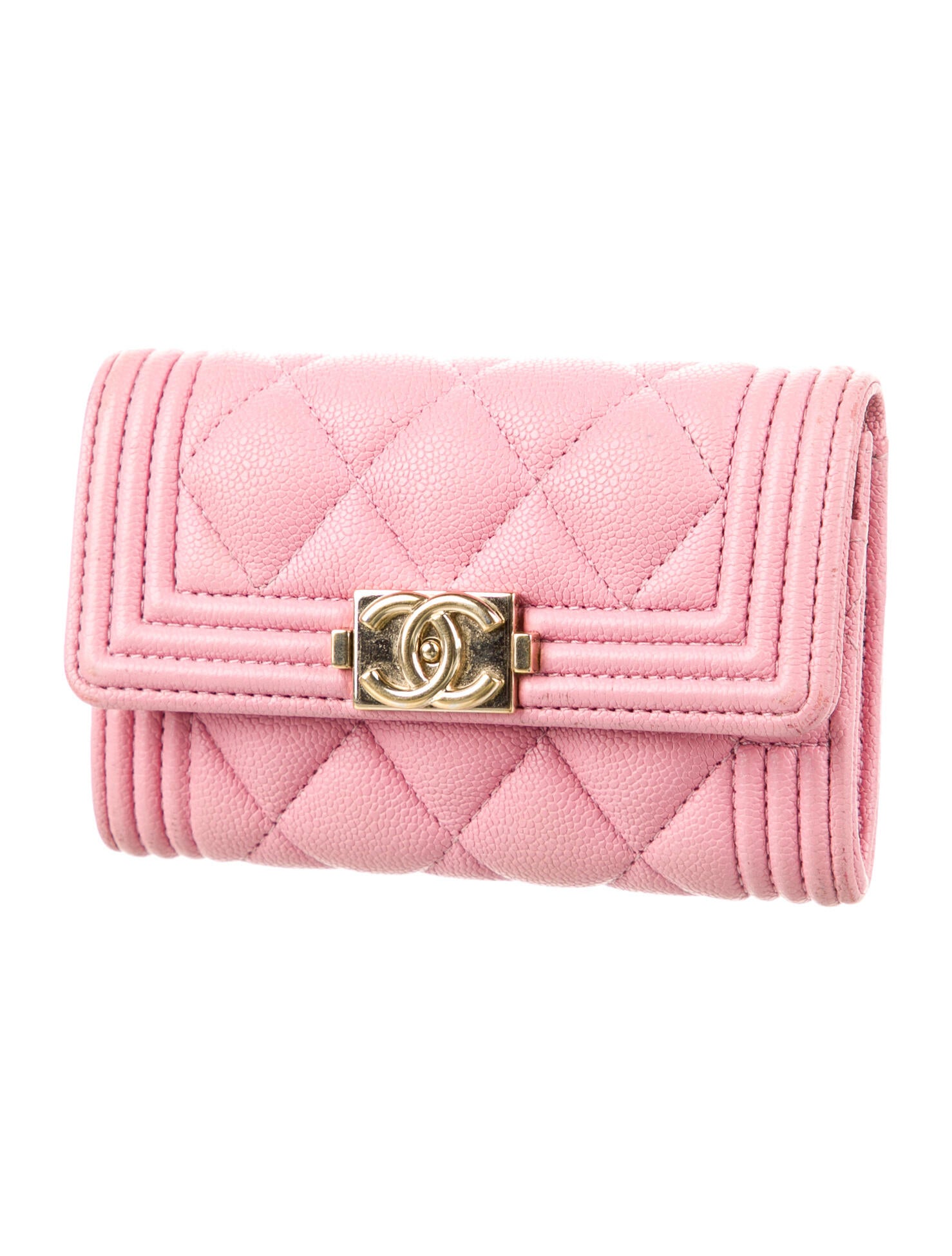 Chanel Boy Flap Card Holder Compact Wallet Leather Compact Wallet ...