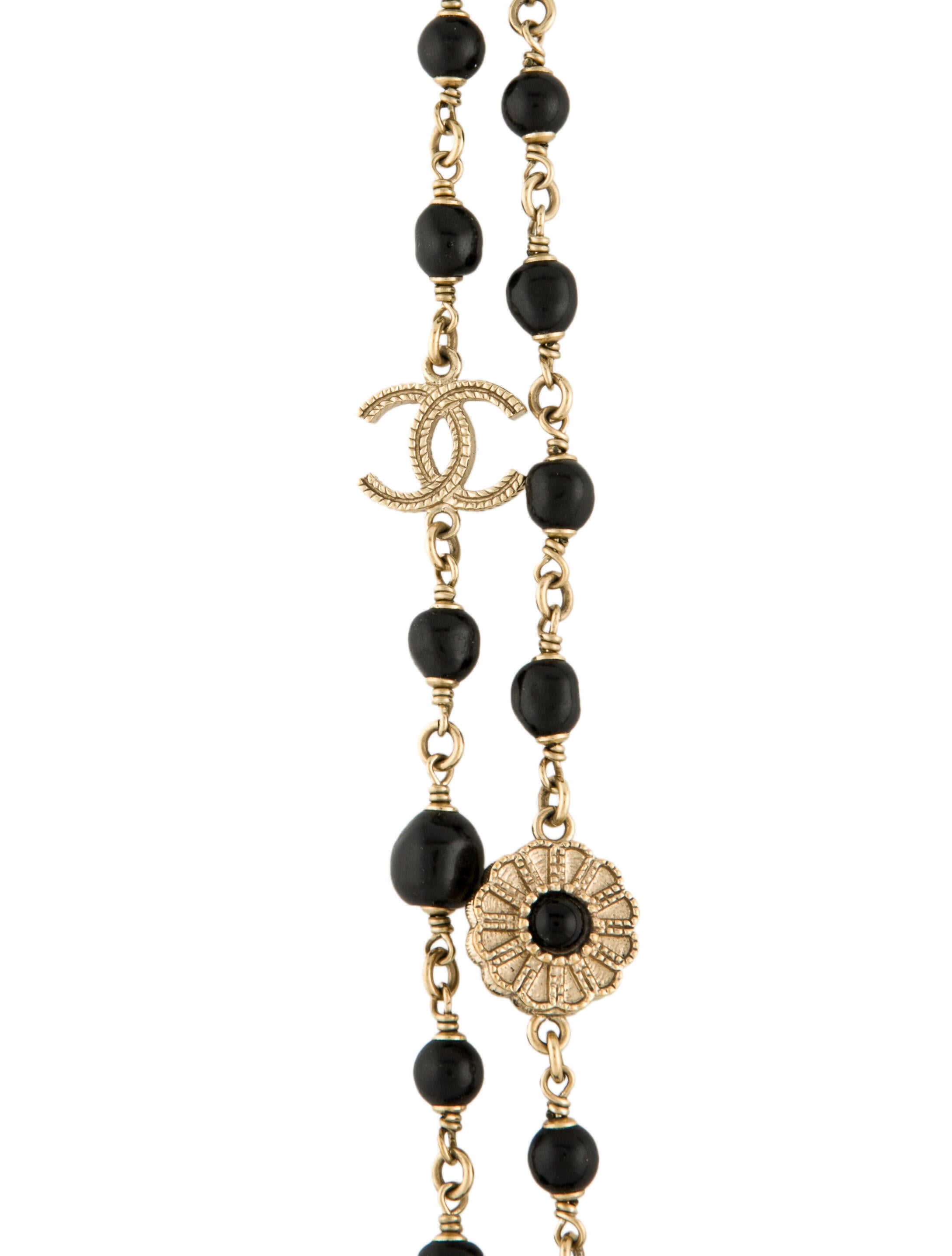Chanel Resin CC Bead Strand Necklace - Gold-Plated Bead Strand ...