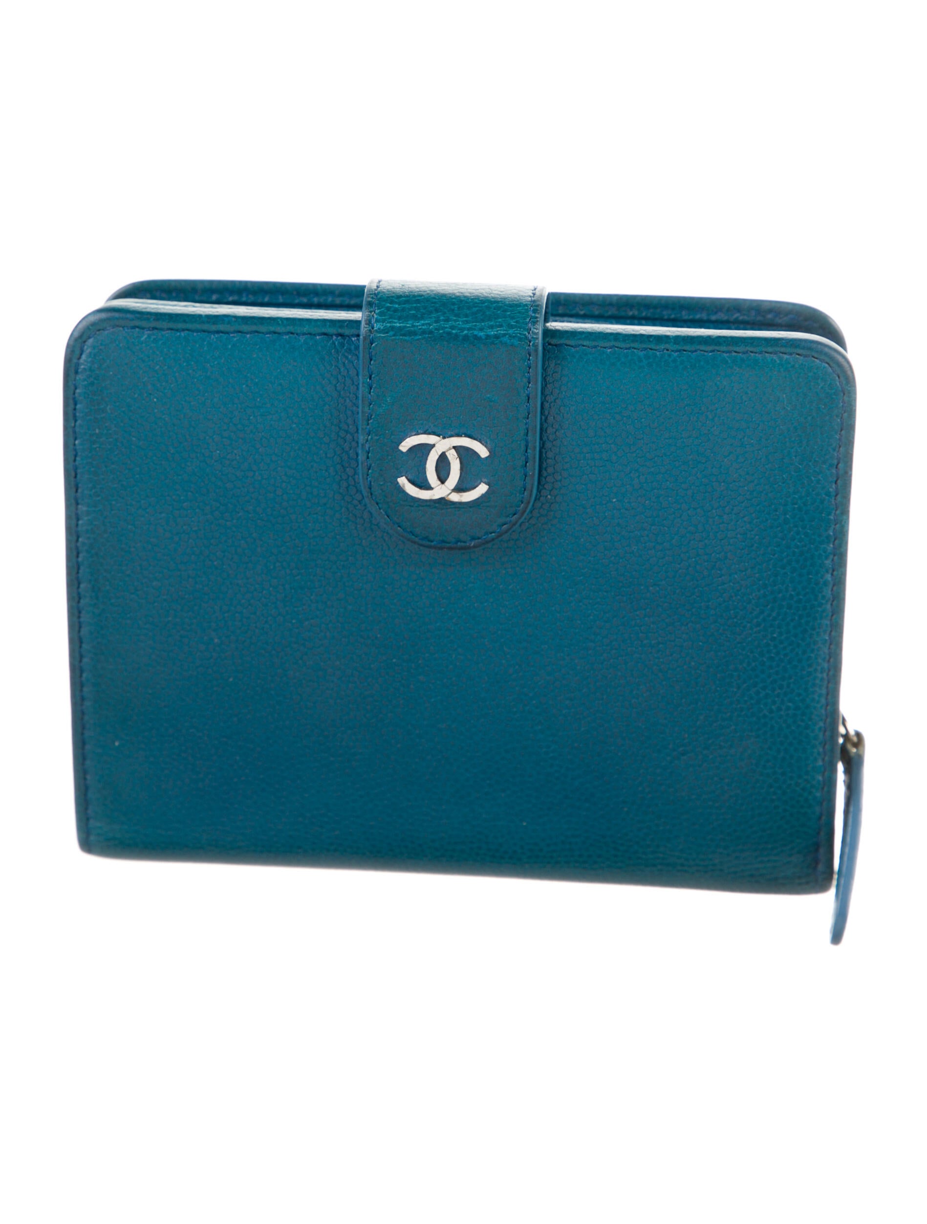 Chanel Tri-Fold Continental Interlocking CC Logo Trifold Wallet - Blue ...