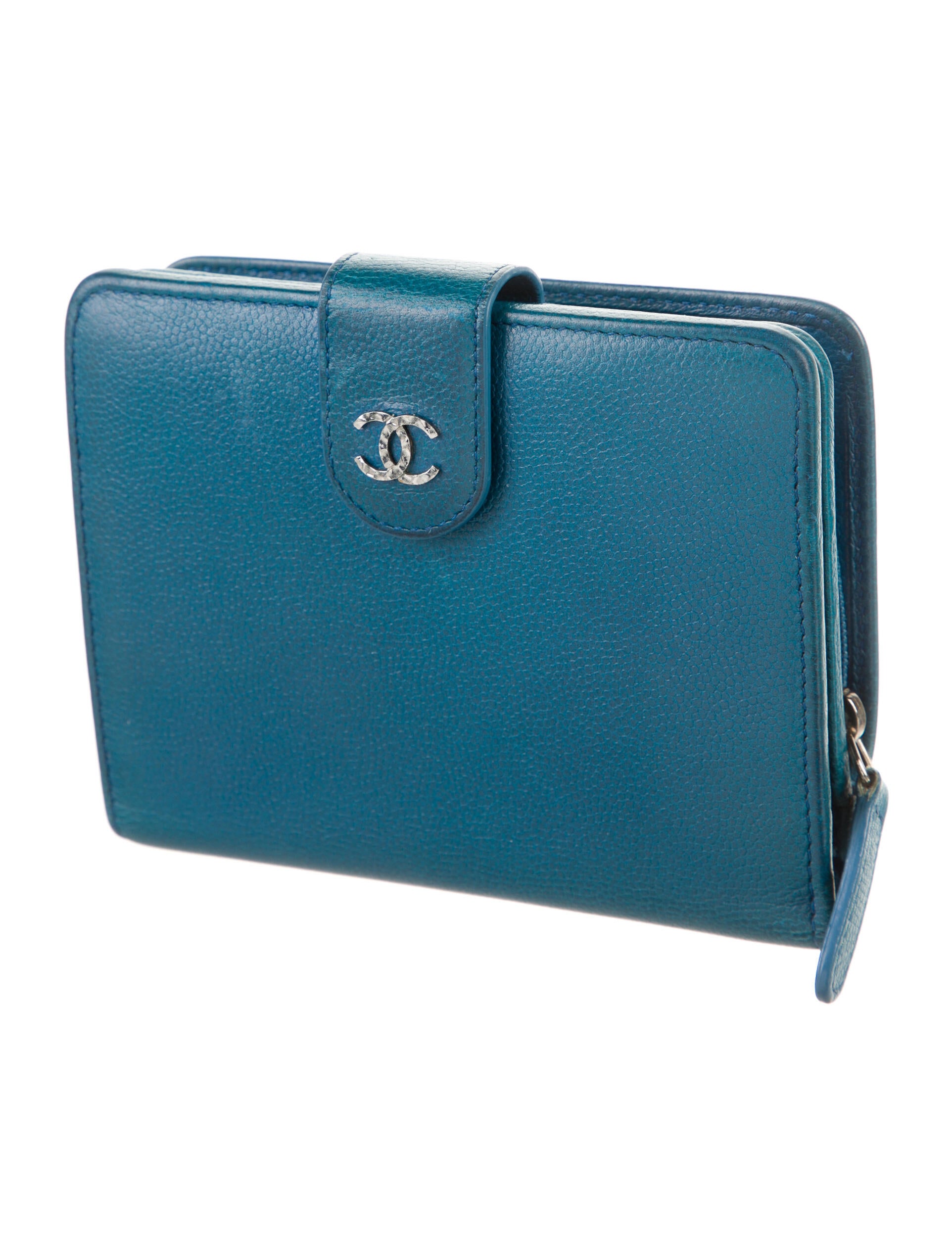 Chanel Tri-Fold Continental Interlocking CC Logo Trifold Wallet - Blue ...