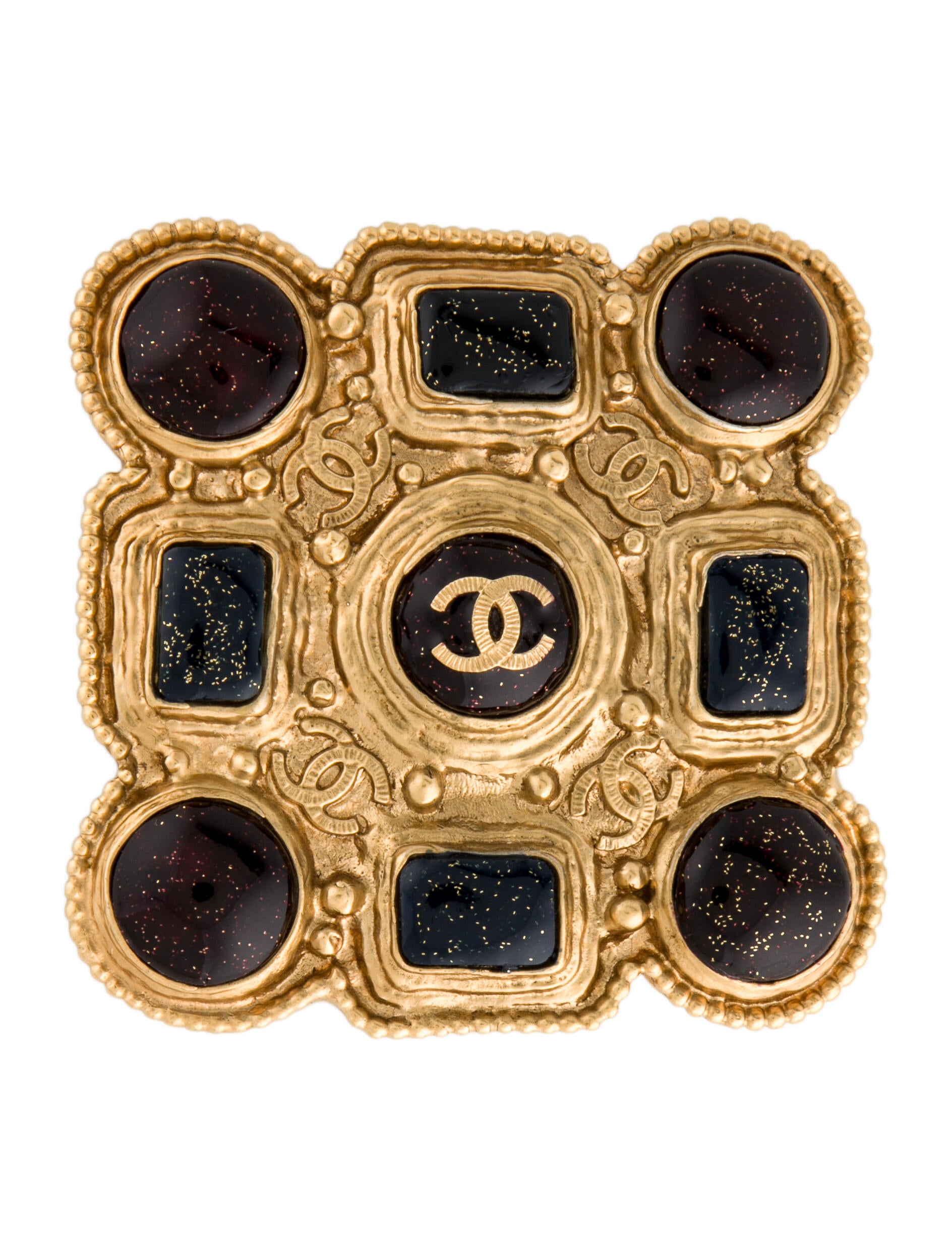Chanel Crystal CC Brooch - Gold, Gold-Tone Metal Pin, Brooches ...