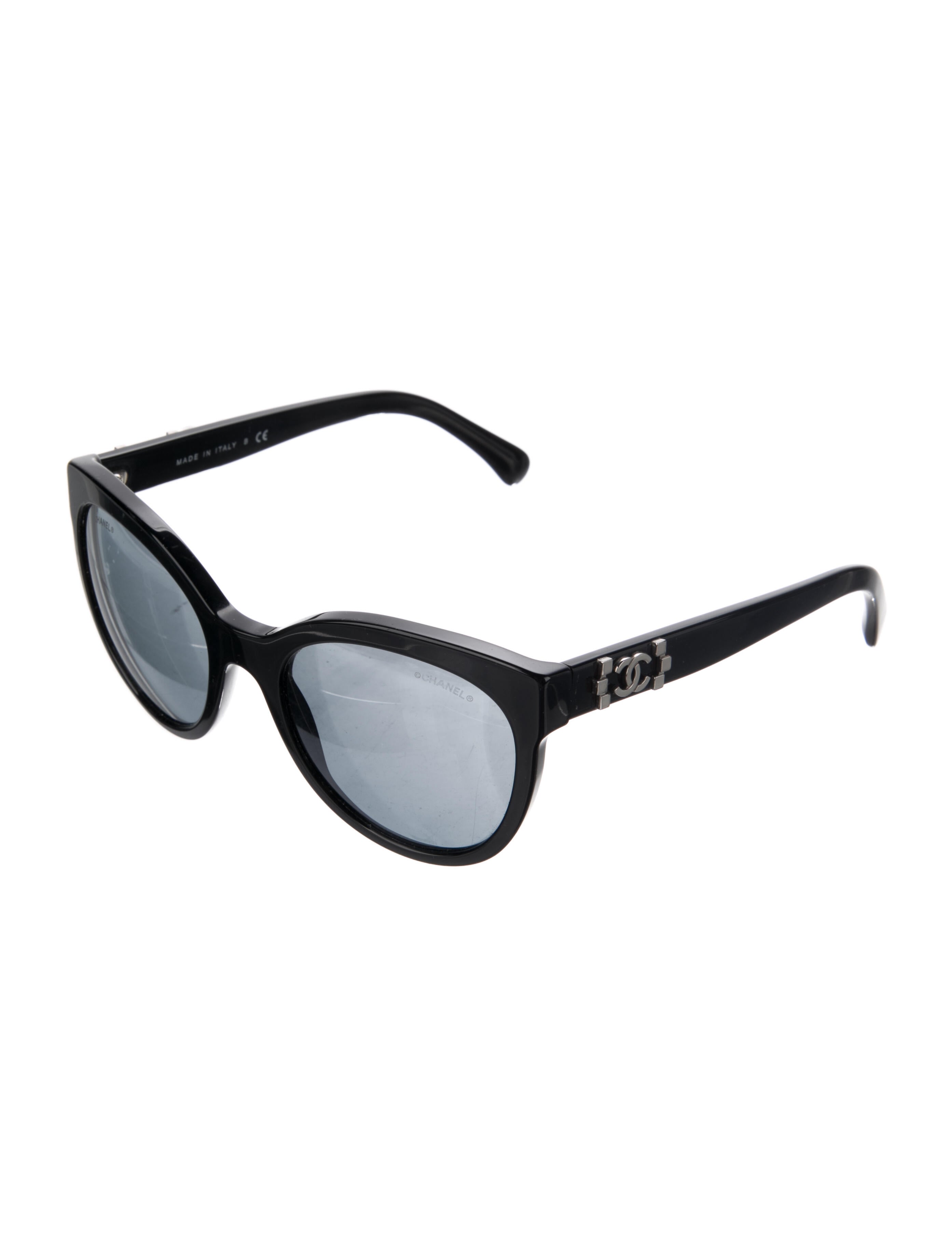 Chanel Interlocking CC Logo Cat-Eye Sunglasses - Black Sunglasses ...