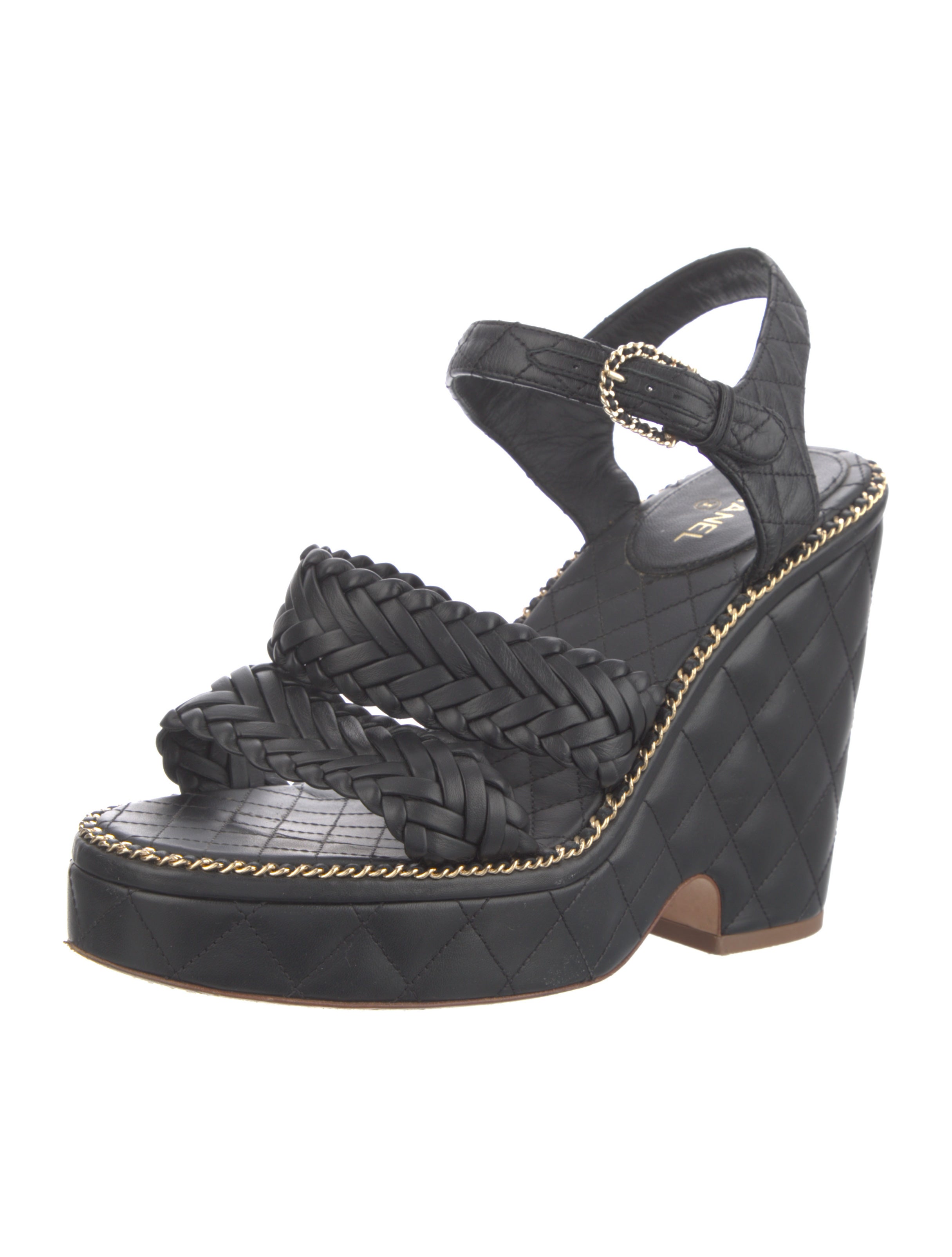 Chanel Embellished Satin Sandals - Black Sandals, Shoes - CHA179613 ...