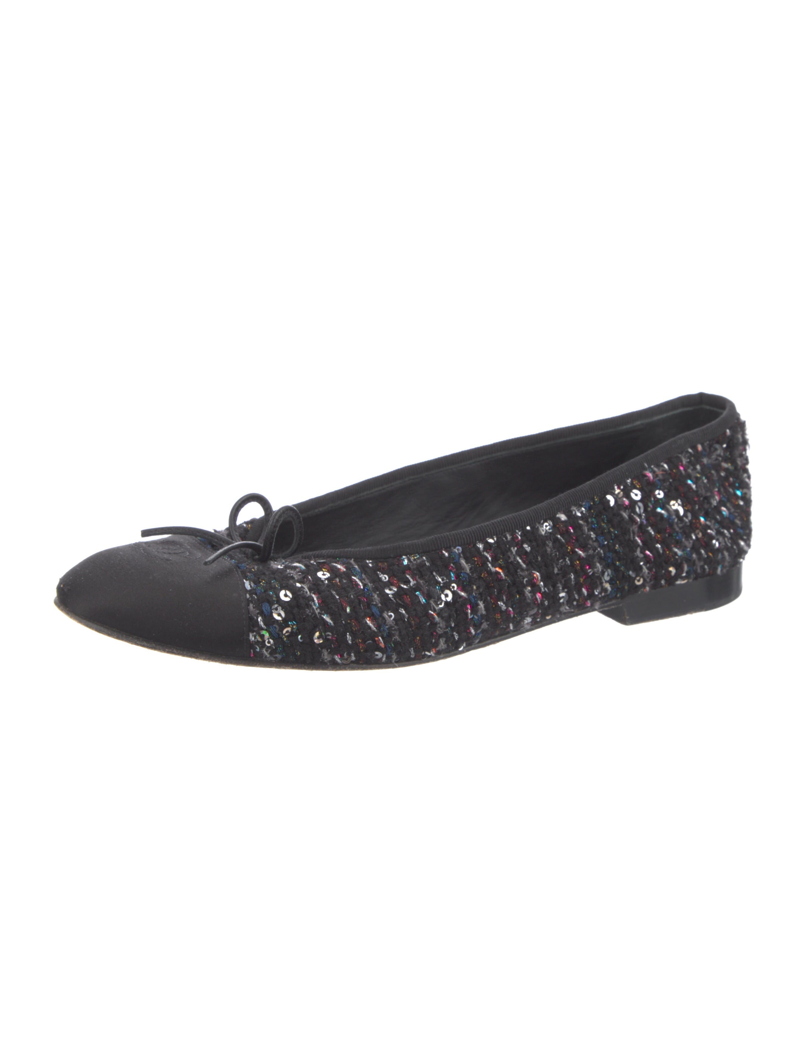 Chanel Tweed Tweed Pattern Ballet Flats - Black Flats, Shoes ...
