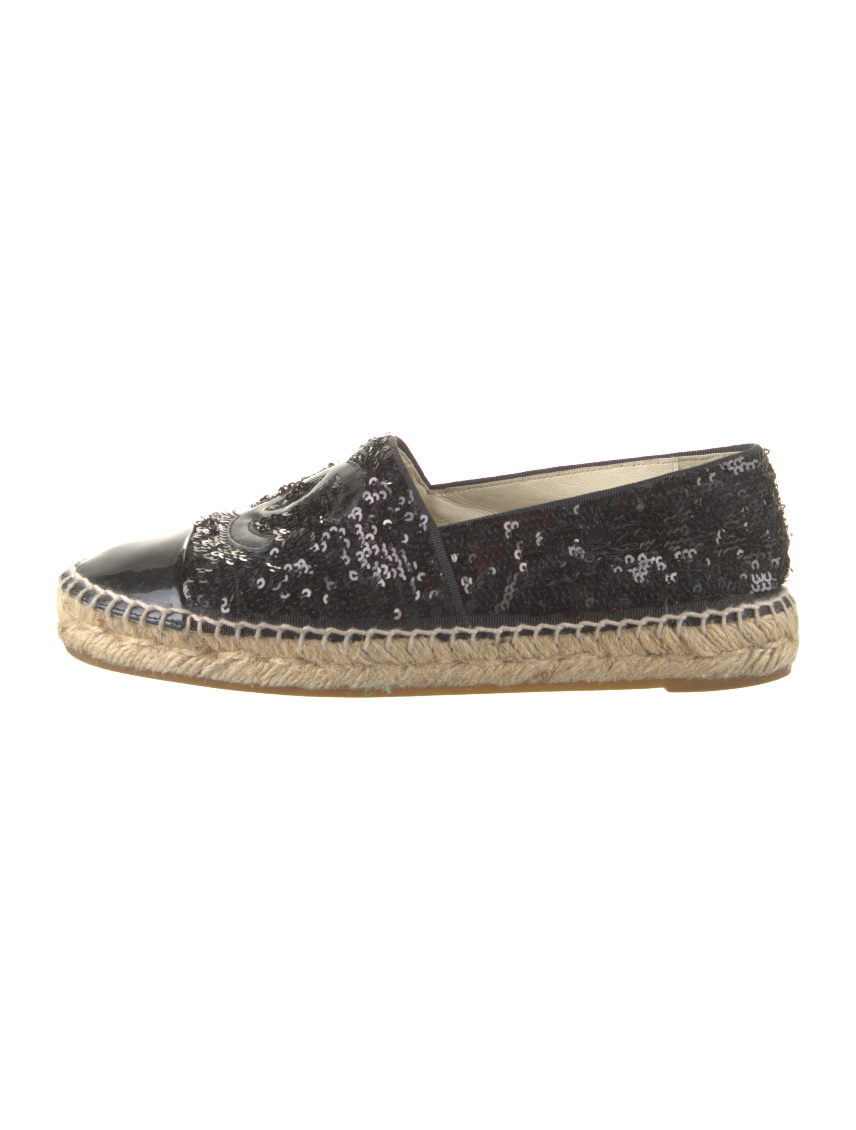 Chanel Interlocking CC Logo Espadrilles - Black Flats, Shoes ...