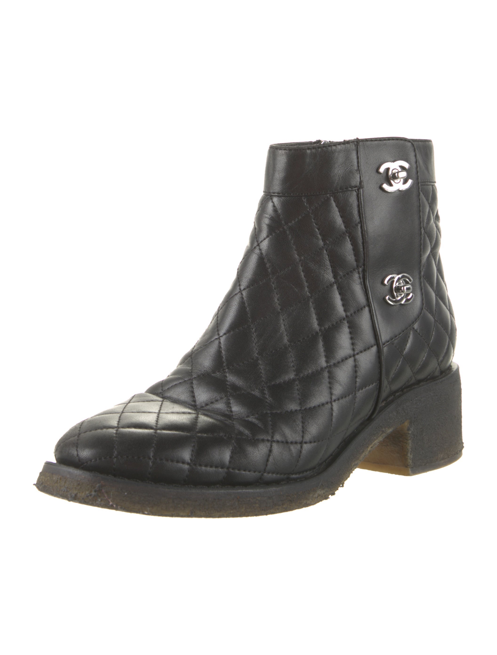 Chanel Interlocking CC Logo Leather Riding Boots - Black Boots, Shoes ...
