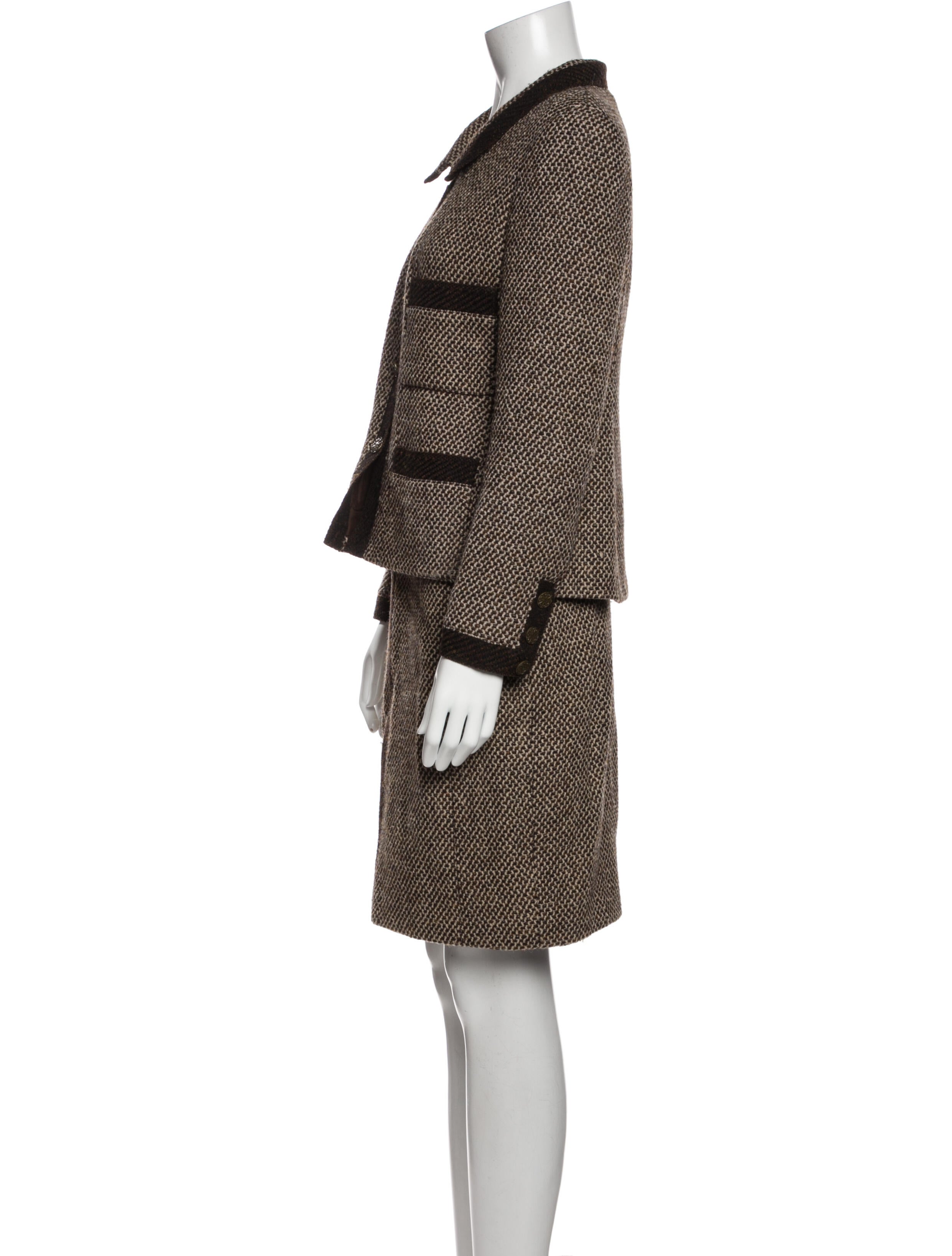 Chanel Tweed Skirt Suit - Brown Suits and Sets, Clothing - CHA109410 ...