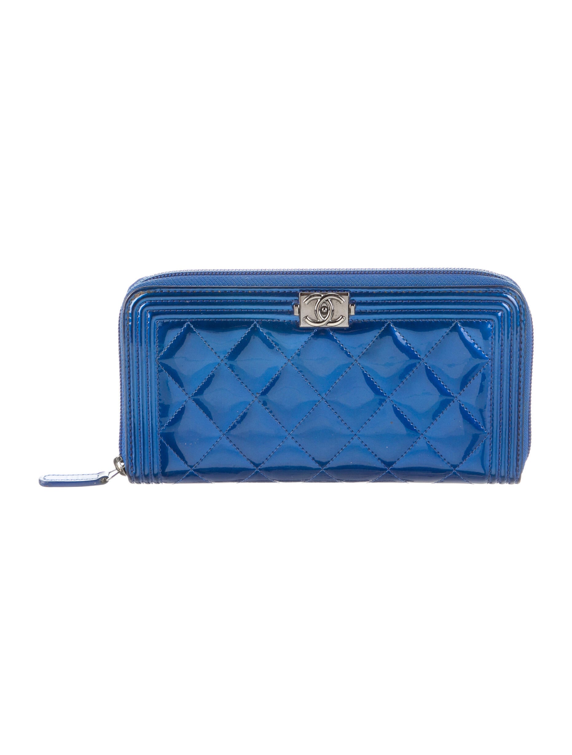 Chanel Tri-Fold Continental Interlocking CC Logo Trifold Wallet - Blue ...