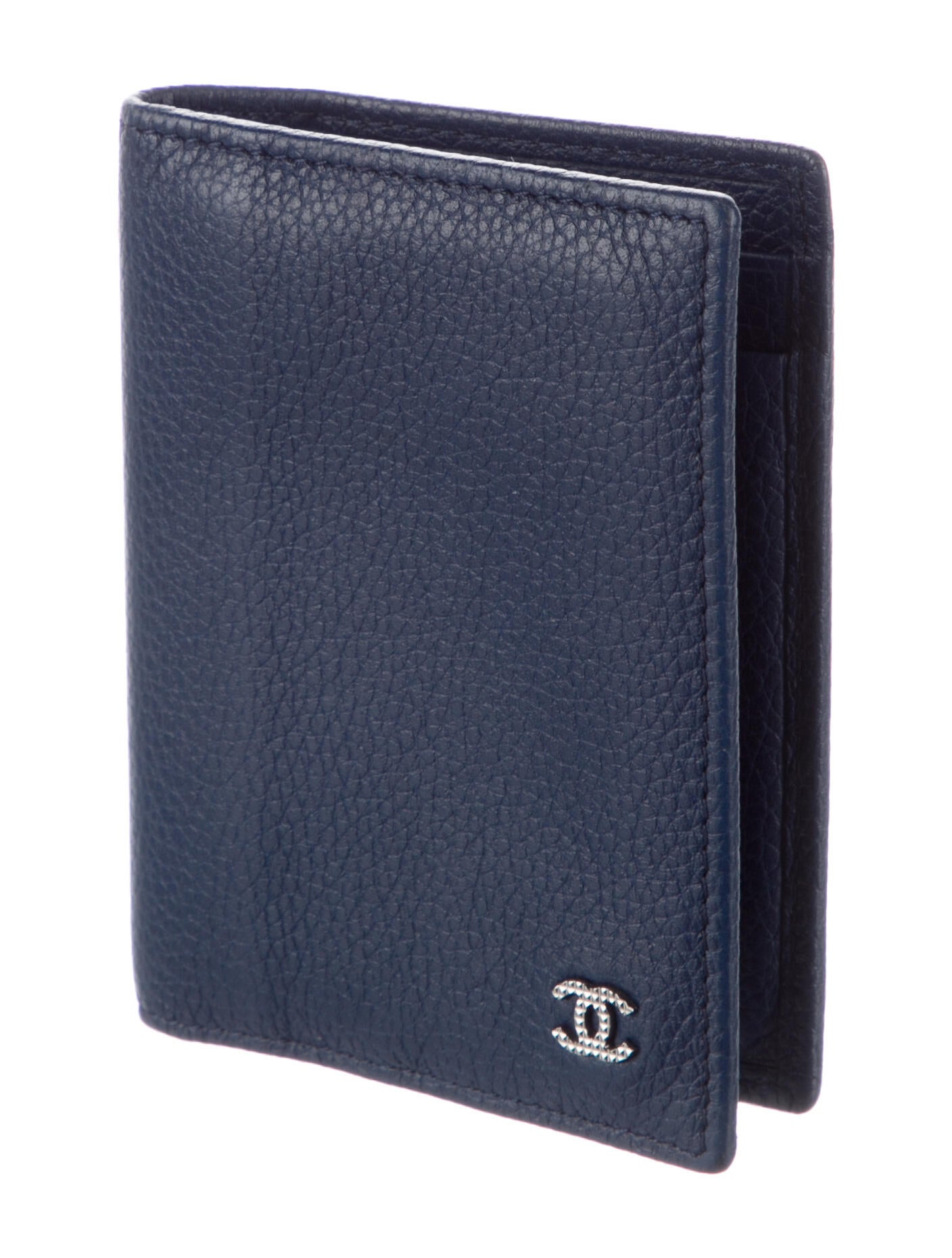 Chanel Tri-Fold Continental Interlocking CC Logo Trifold Wallet - Blue ...