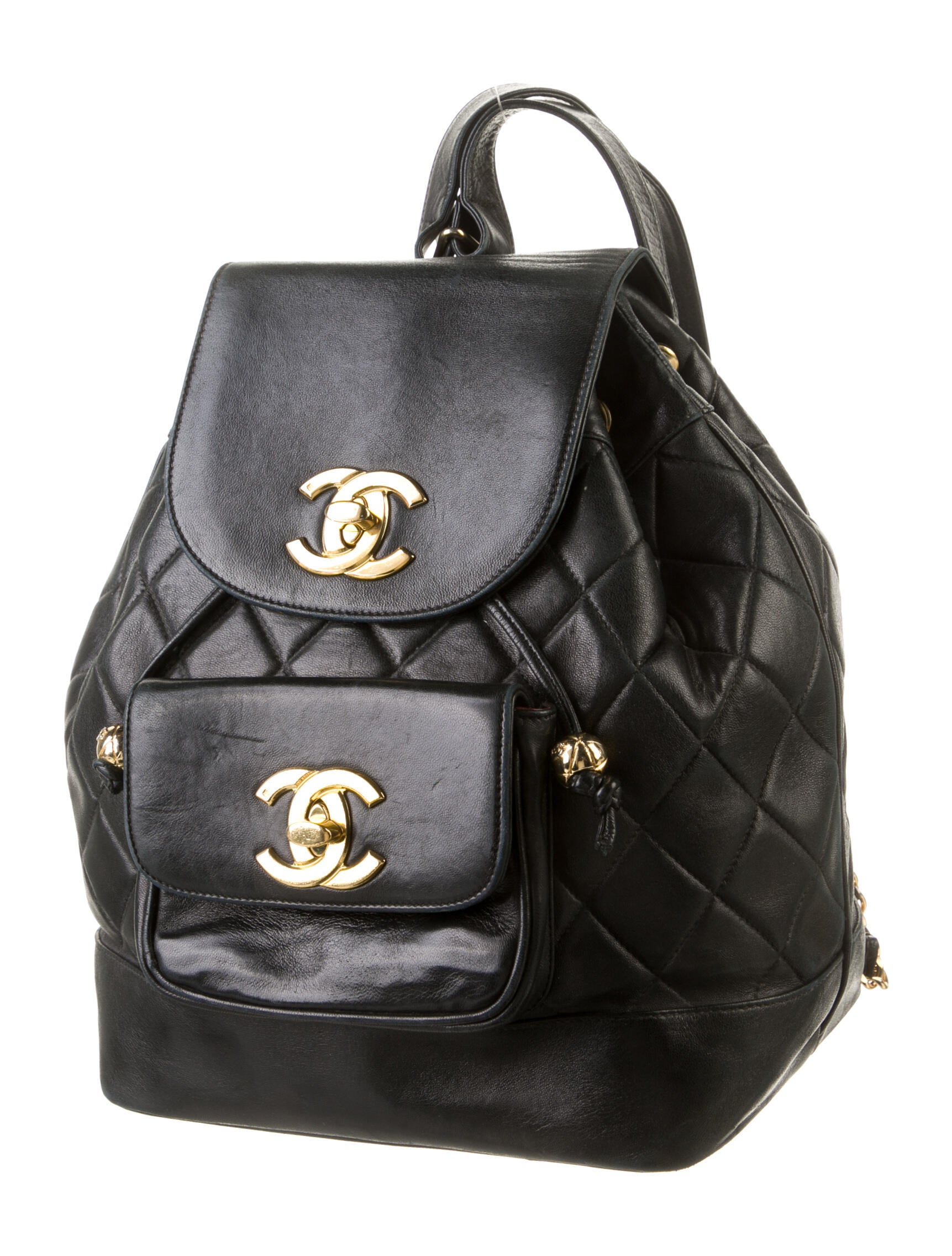 Chanel Vintage Quilted CC Backpack - Brown Backpacks, Handbags ...