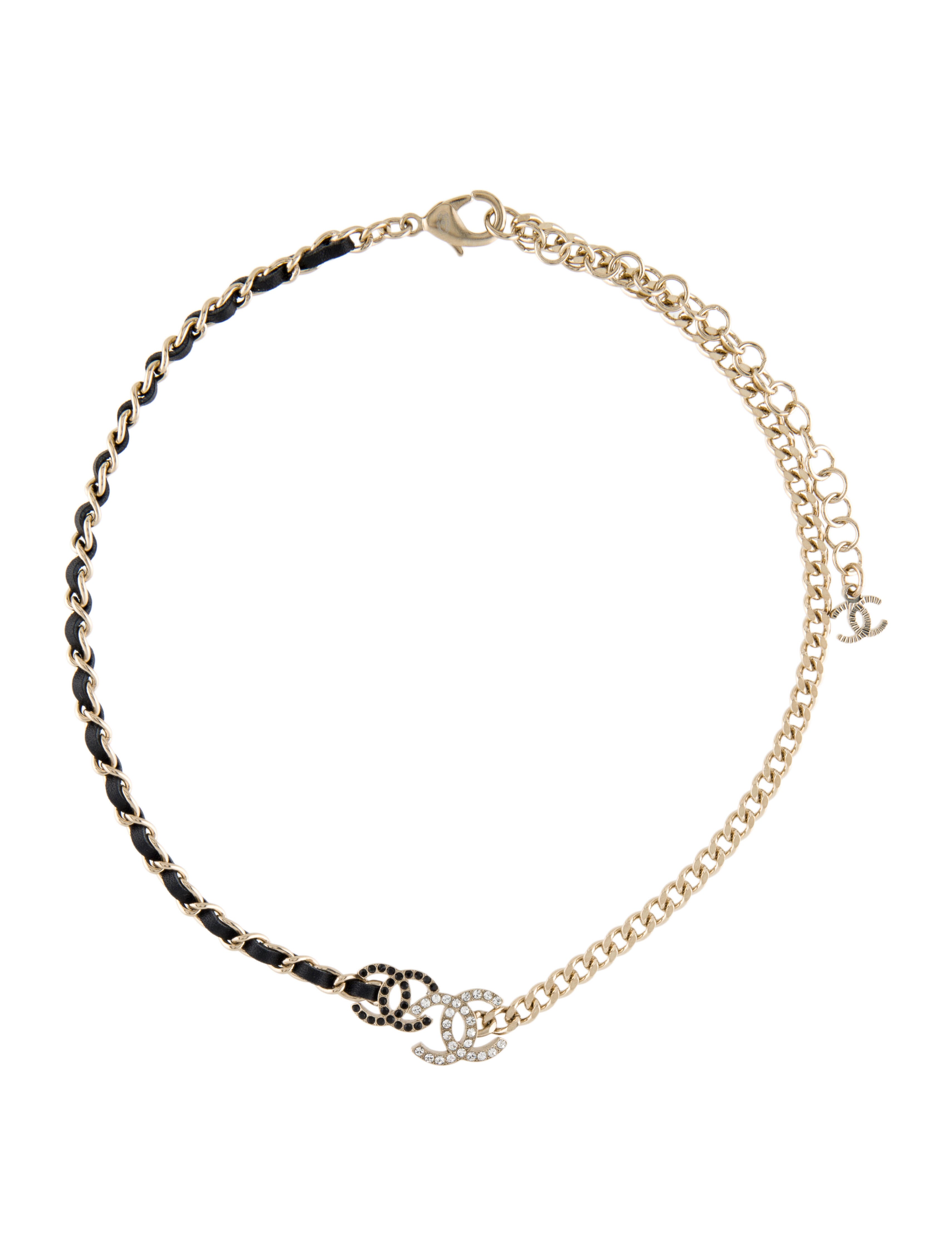 Chanel Leather Chain Link CC Turn Lock Choker - Gold-Plated Choker ...