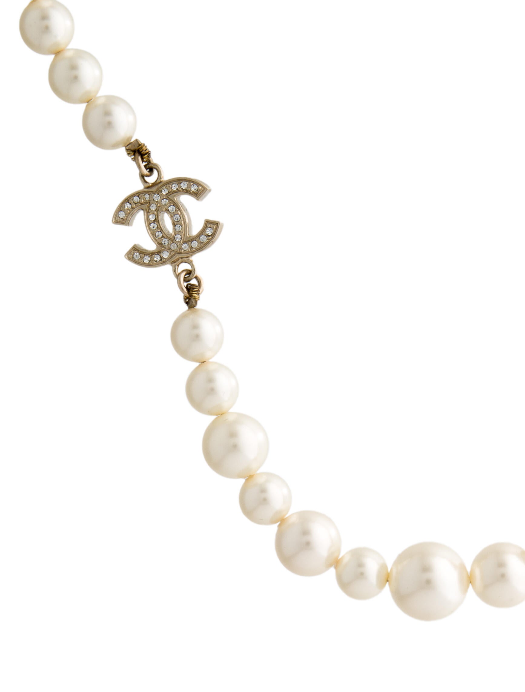 Chanel 2022 Faux Pearl & Strass CC Bead Strand Necklace - Gold-Plated ...