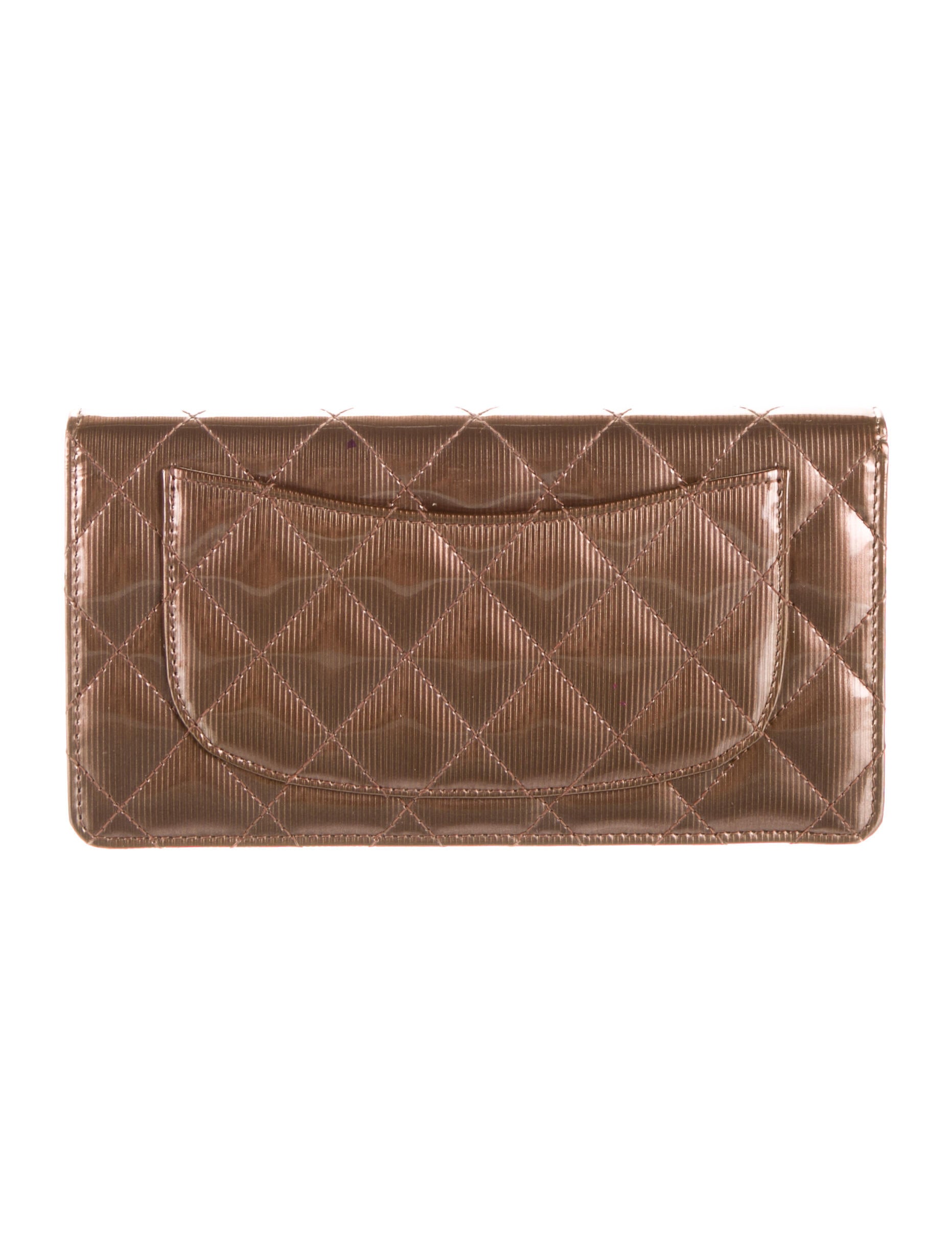 Chanel Interlocking CC Logo Patent Leather Bifold Wallet - Metallic ...
