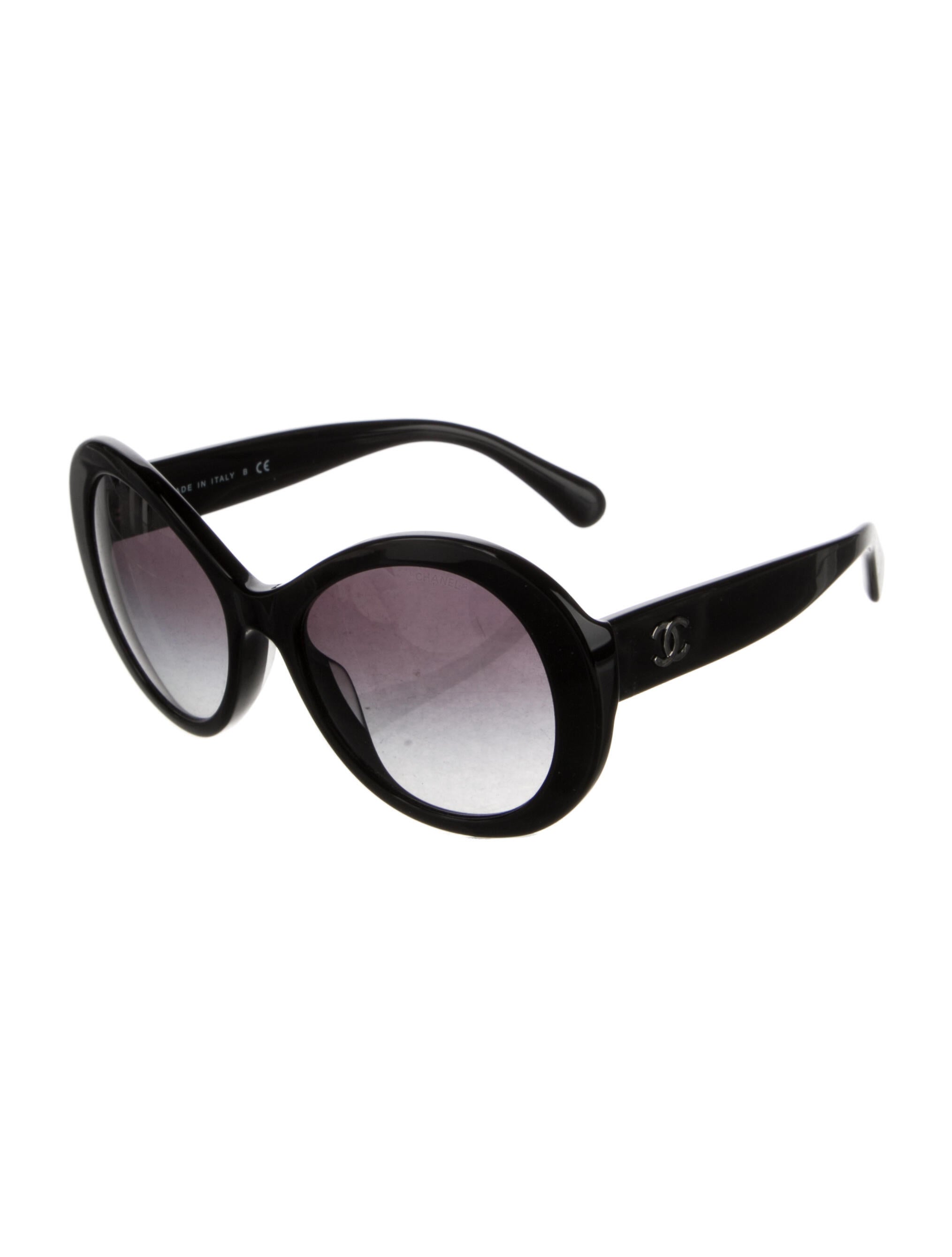 Chanel Interlocking CC Logo Oversize Sunglasses - Black Sunglasses ...