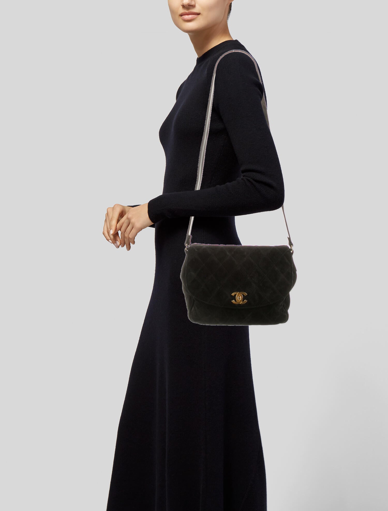 Chanel Suede Quilted Messenger Bag - Black Crossbody Bags, Handbags ...