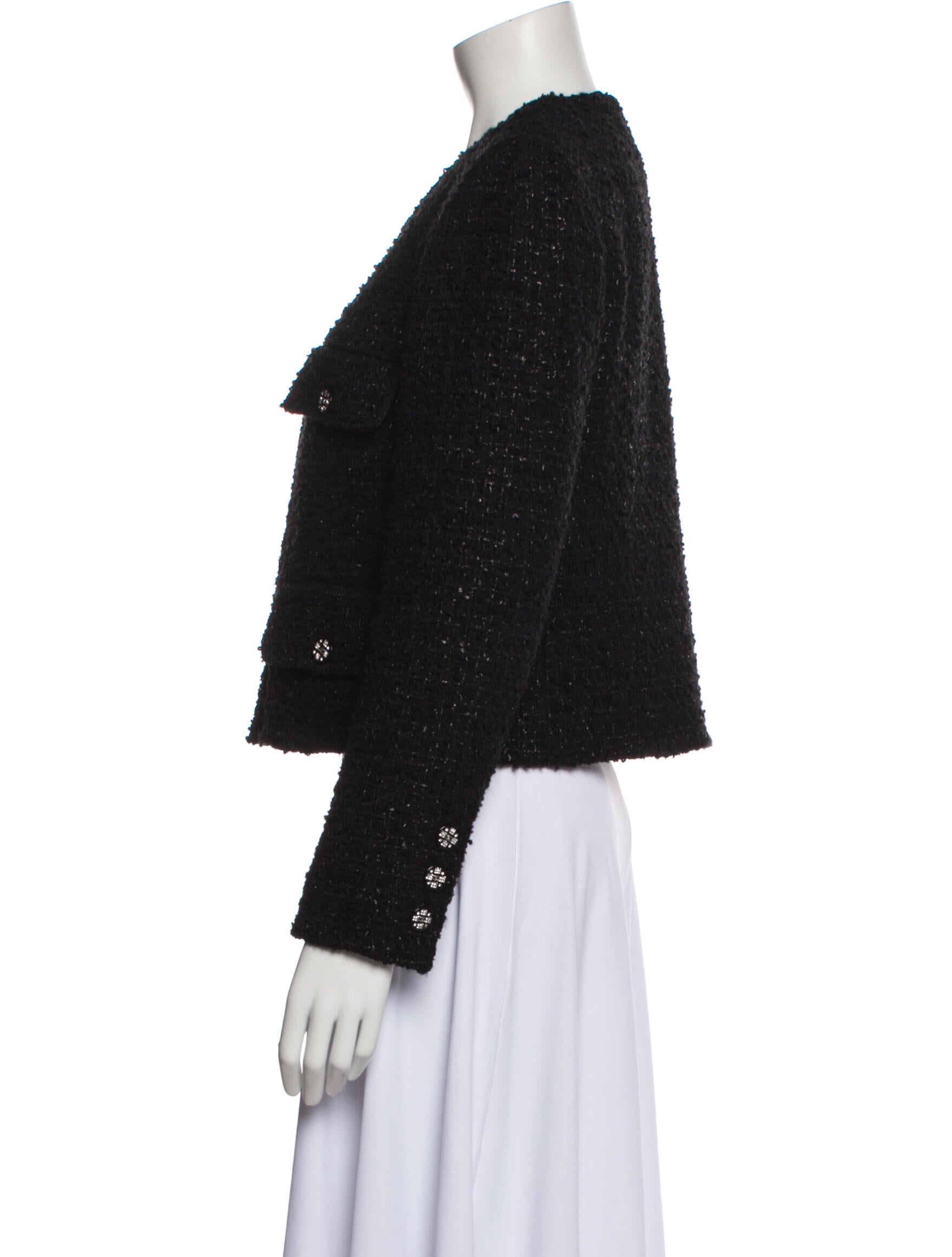 Chanel 2021 Tweed Pattern Evening Jacket - Black Jackets, Clothing ...