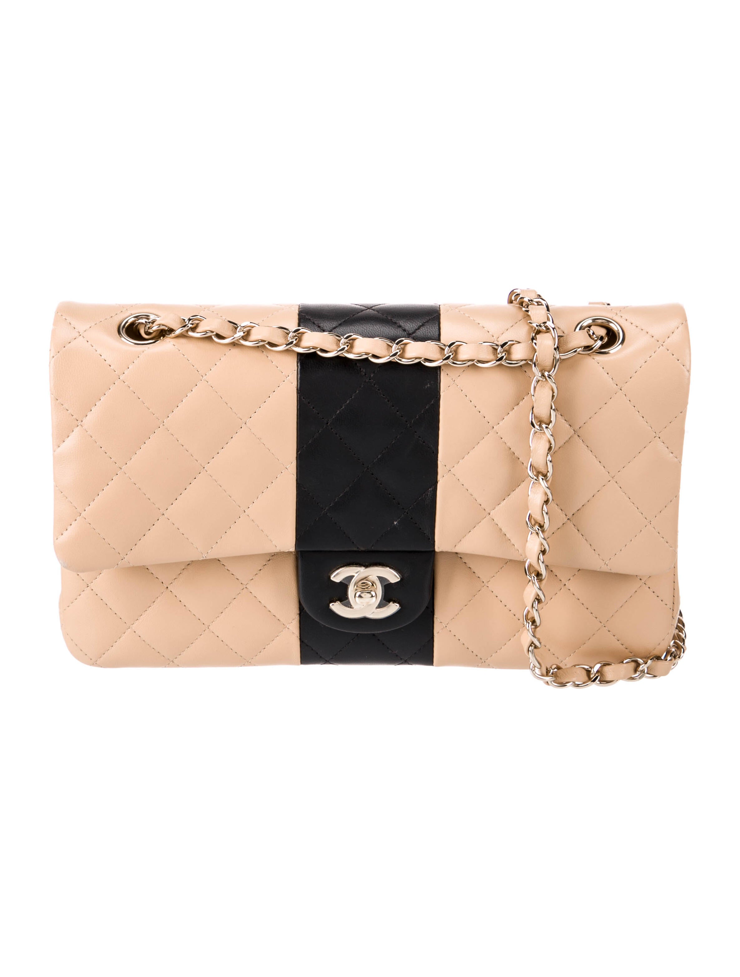 Chanel 2022 Classic Medium Bi-Stripe Double Flap Bag - Neutrals ...