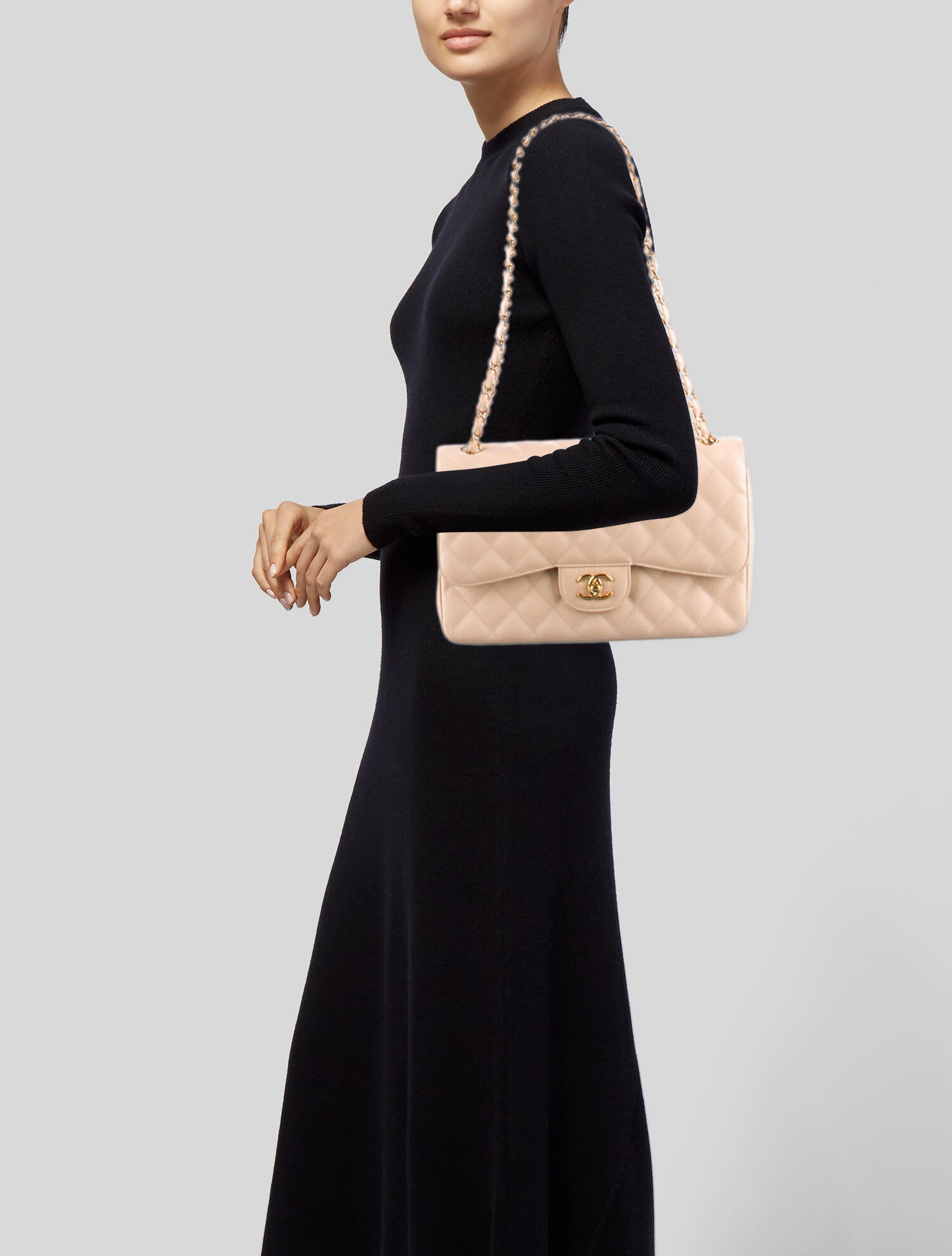 Chanel Caviar Quilted Jumbo Double Flap Bag - Neutrals Shoulder Bags ...