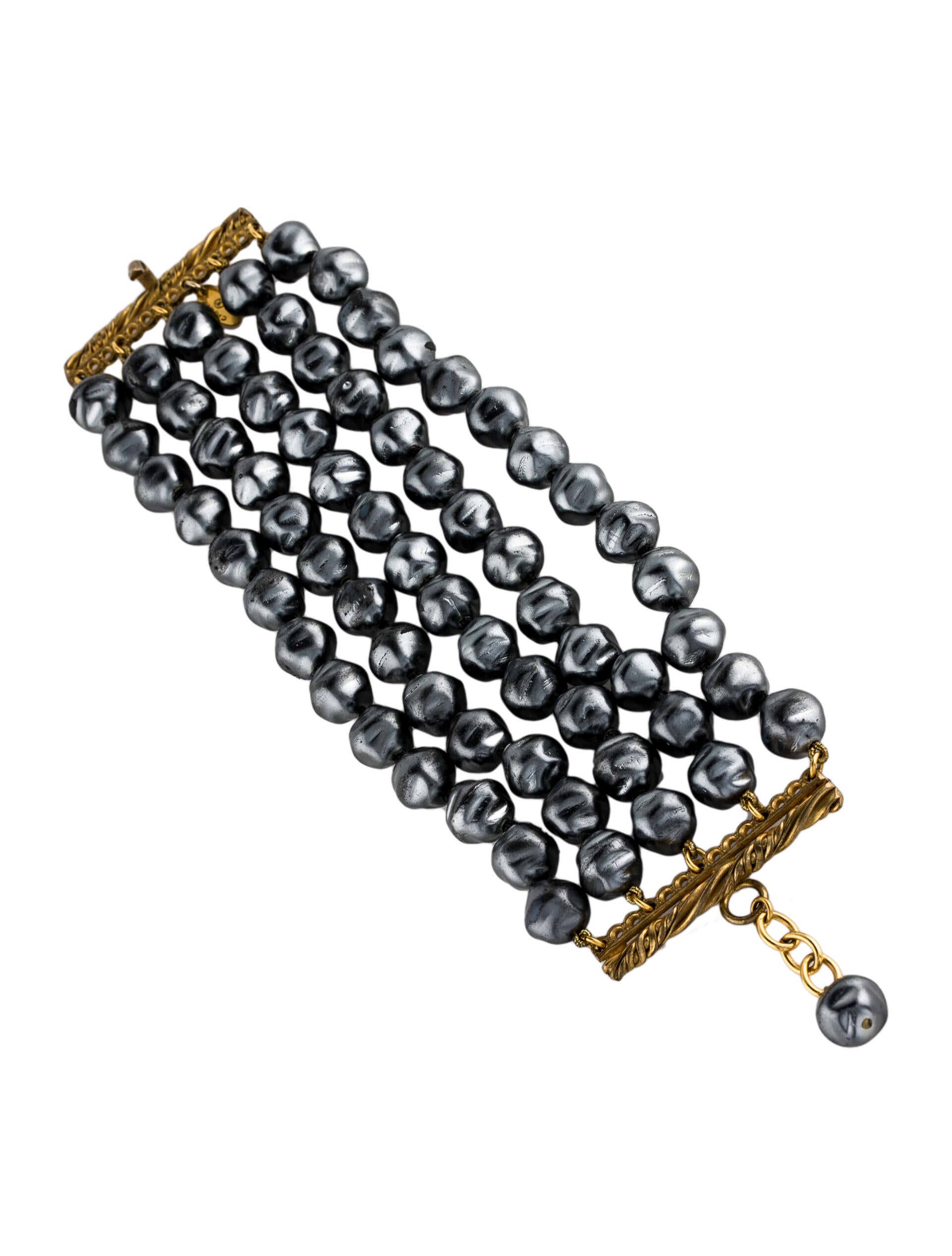 Chanel Vintage Faux Pearl Multistrand Bracelet - Gold-Plated ...