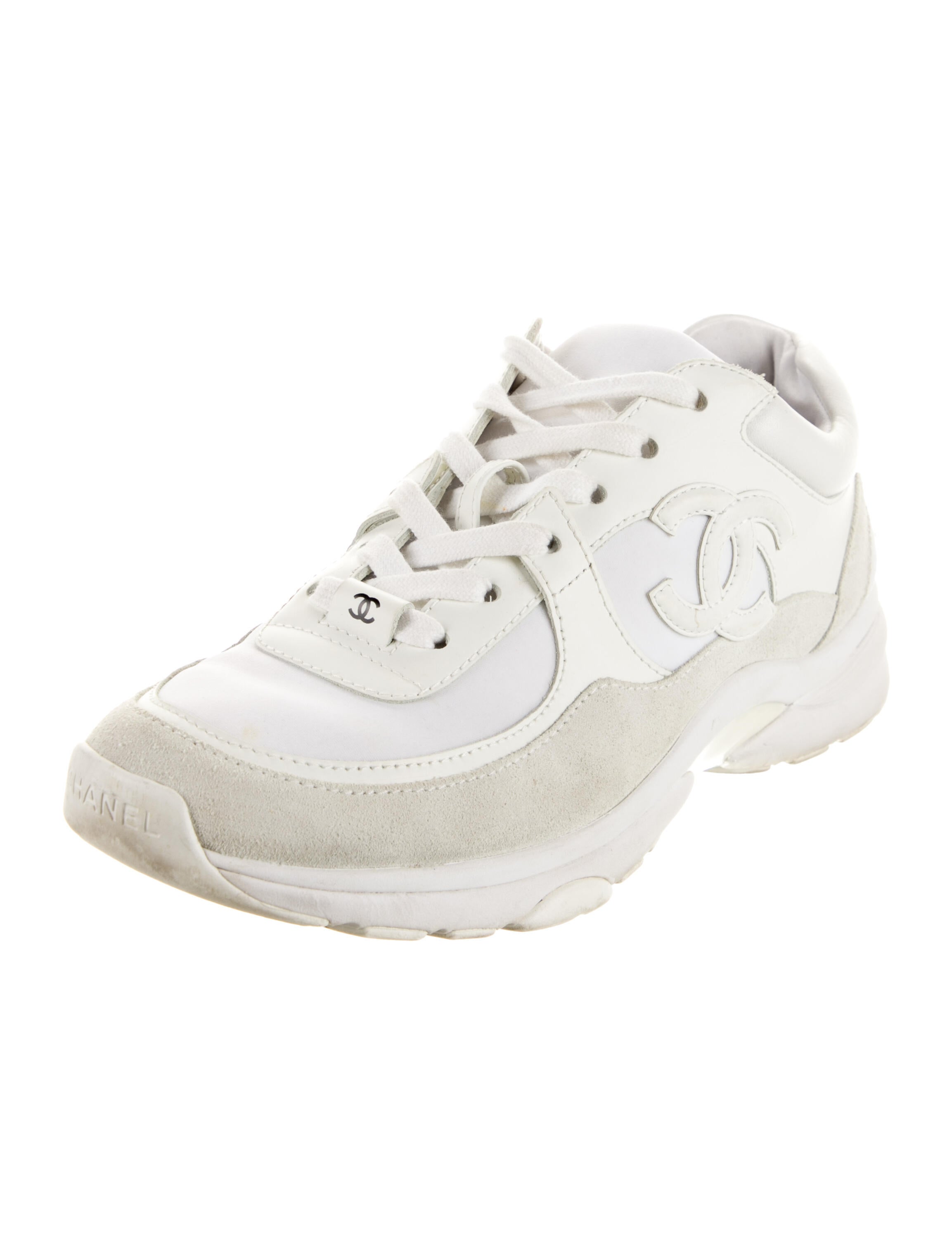 Chanel Interlocking CC Logo Suede Sneakers - White Sneakers, Shoes ...