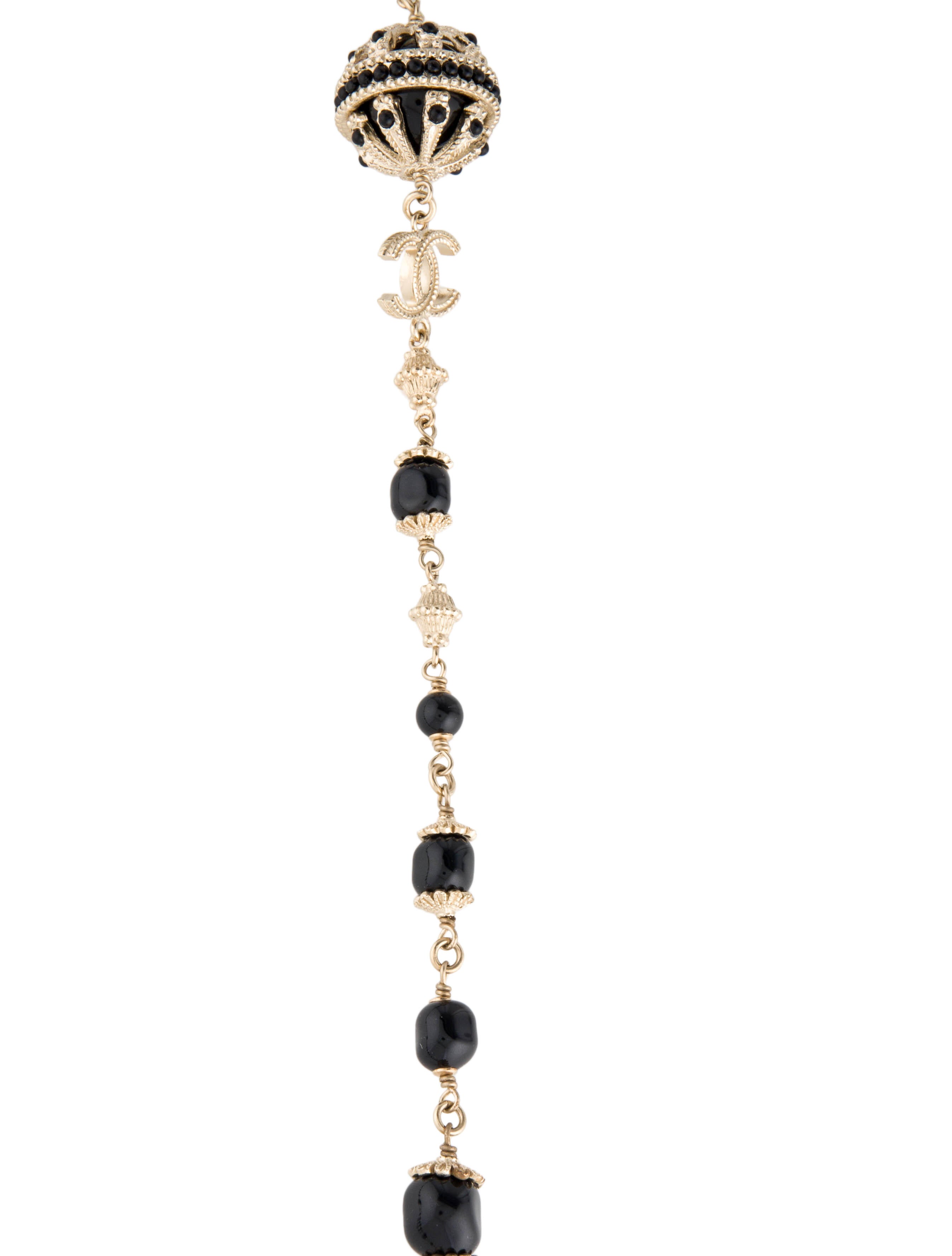 Chanel Vintage Faux Pearl, Bead and Enamel CC Station Necklace ...