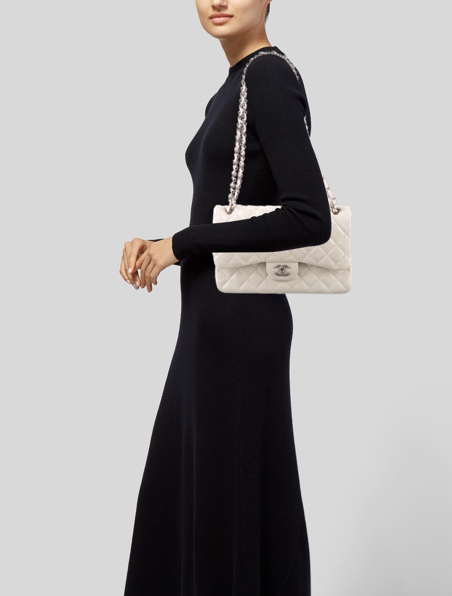 Chanel Iridescent Classic Jumbo Double Flap Bag - White Shoulder Bags ...