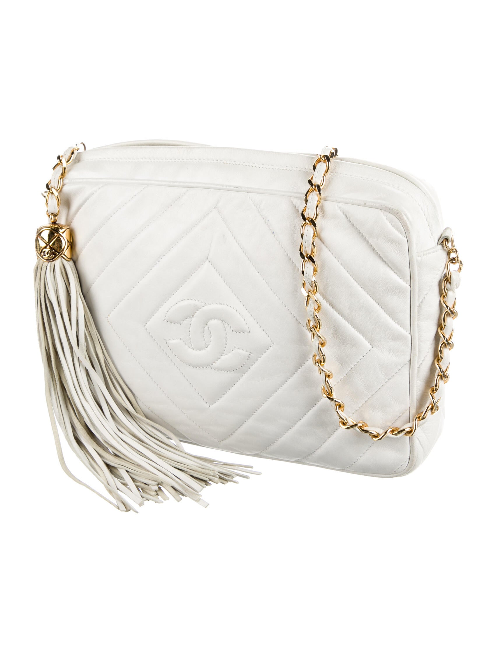 Chanel CC Quilted Camera Bag - White Crossbody Bags, Handbags ...