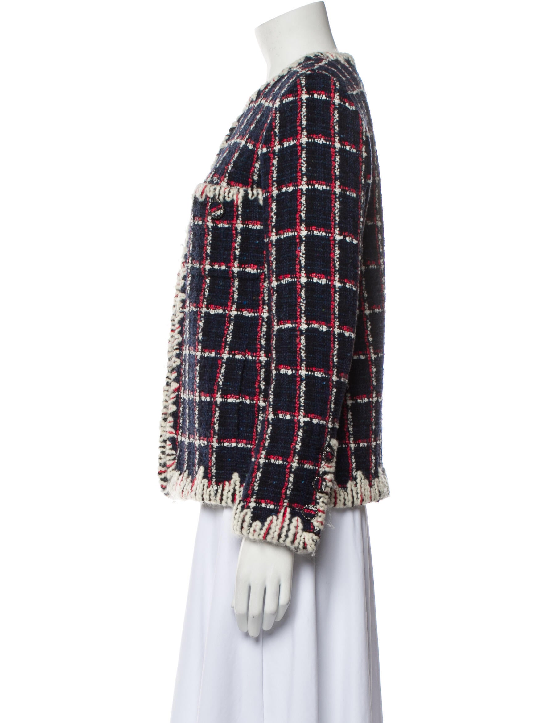 Chanel 2019 Plaid Print Evening Jacket - Blue Jackets, Clothing ...