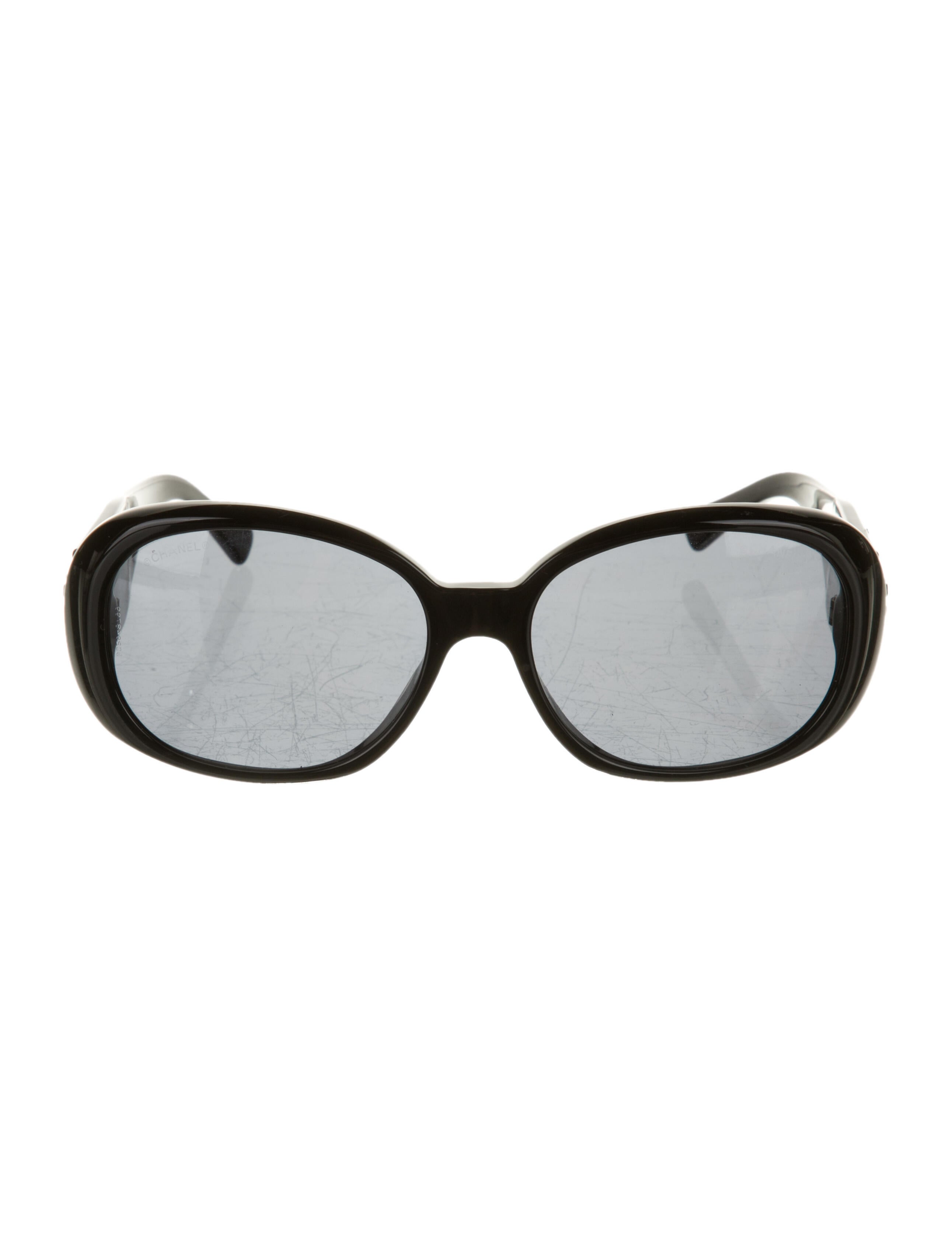 Chanel Interlocking CC Logo Square Sunglasses - Black Sunglasses ...