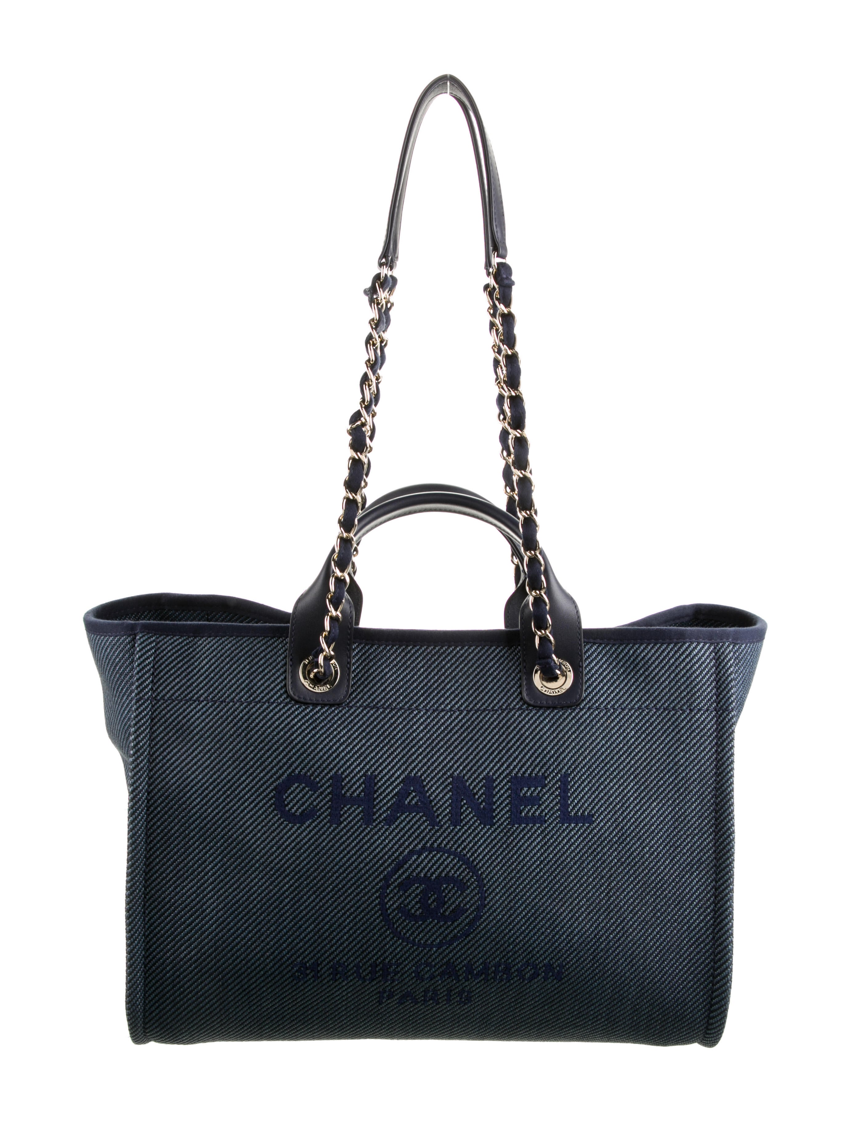 Chanel Large Tweed Ligne Cambon Tote - Blue Totes, Handbags - CHA788961 ...