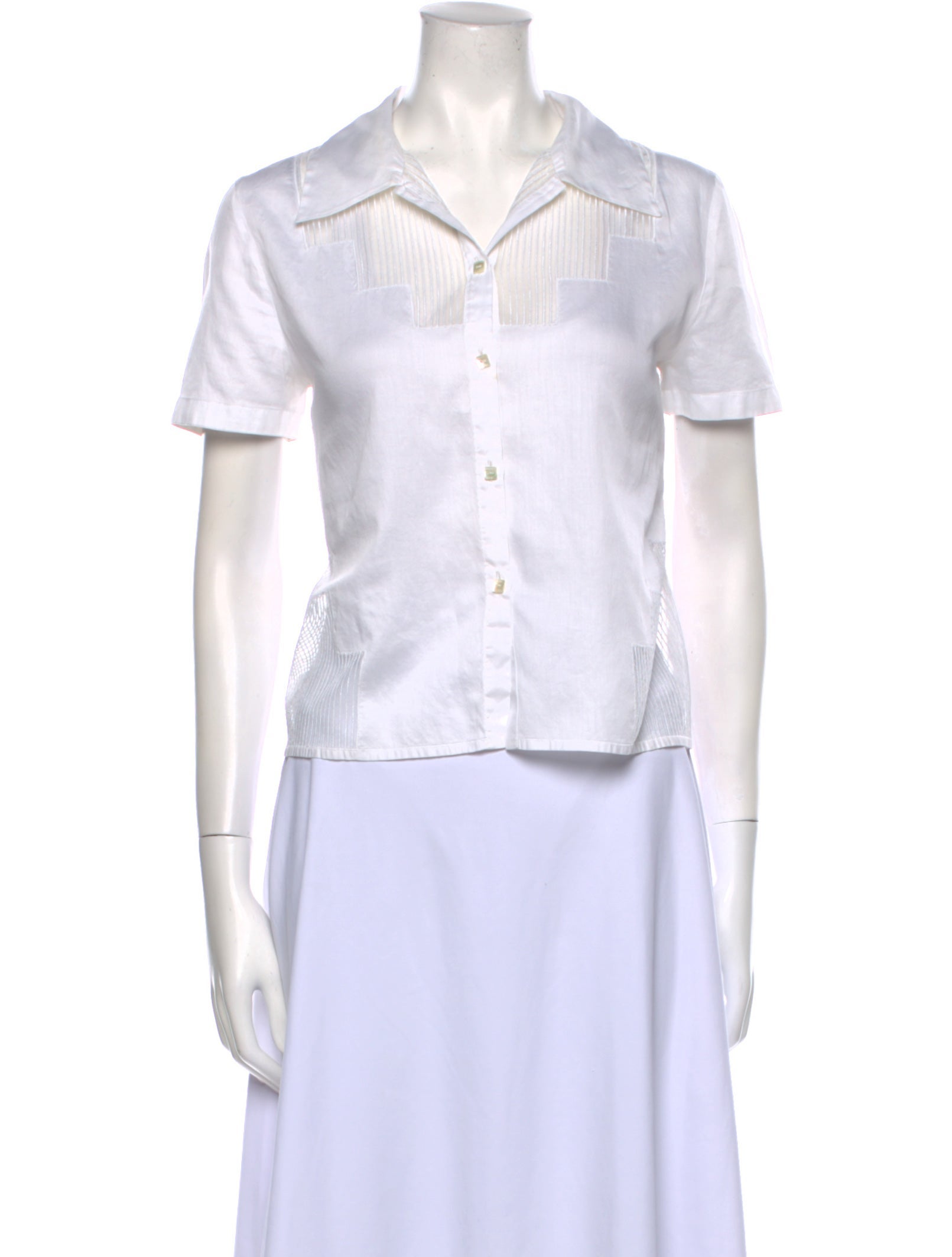 Chanel Vintage Short Sleeve Button-Up Top - White Tops, Clothing ...